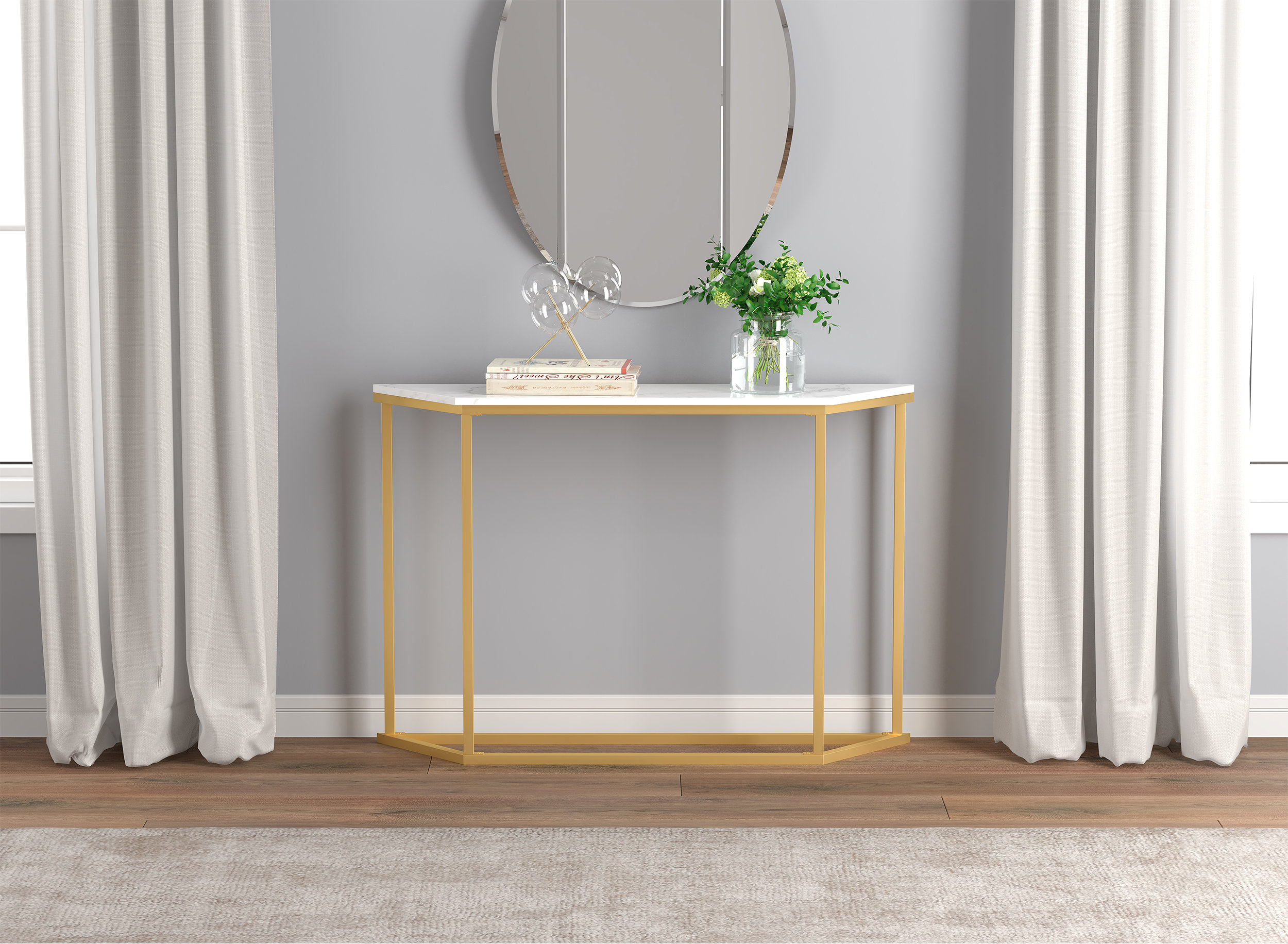 Willa Arlo™ Interiors Console Duarte 44 po de long / marbre avec métal ...