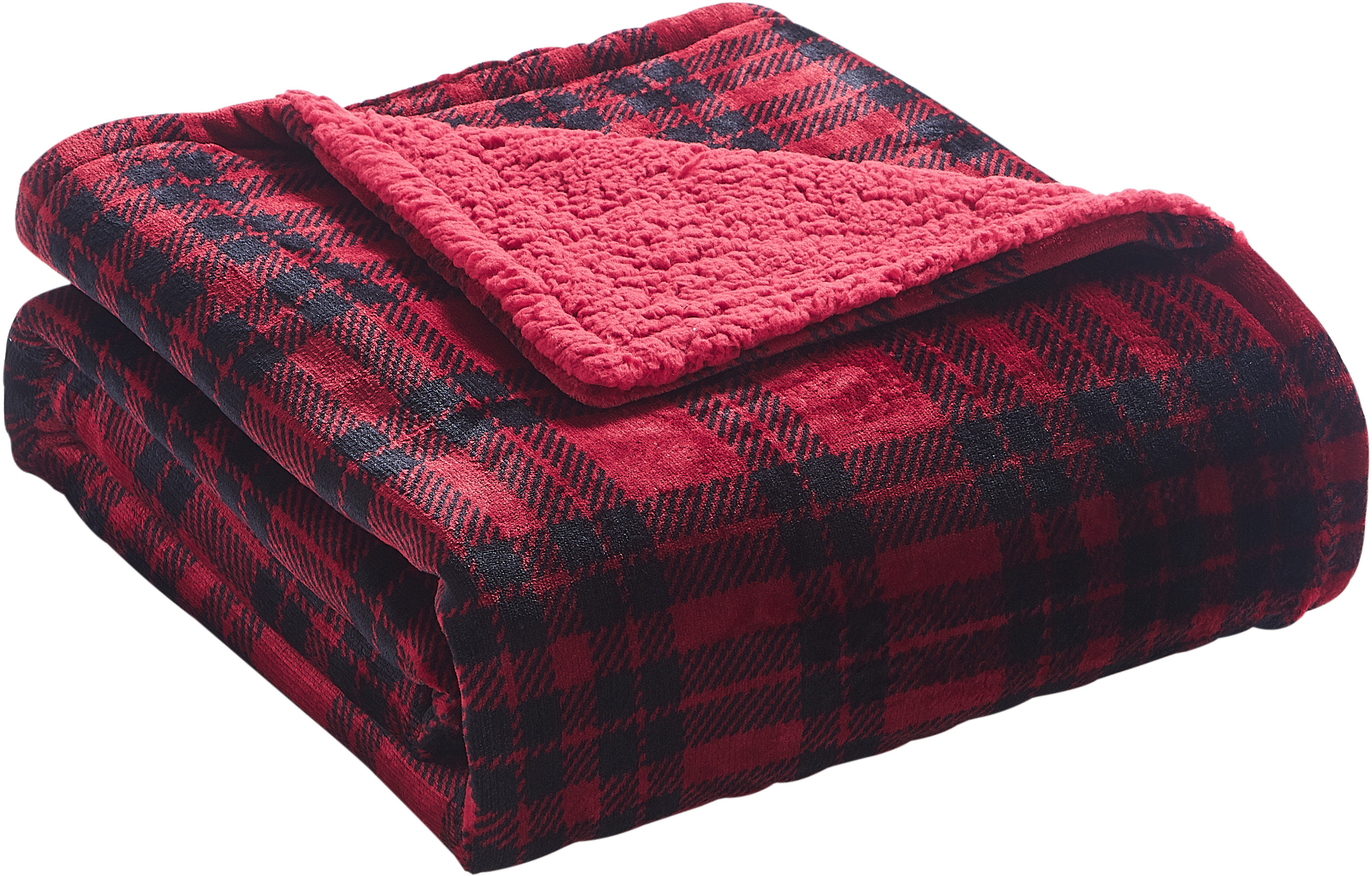 ELLE Home Sherpa Silky Soft Flannel Fleece for Bed and Couch Throw ...