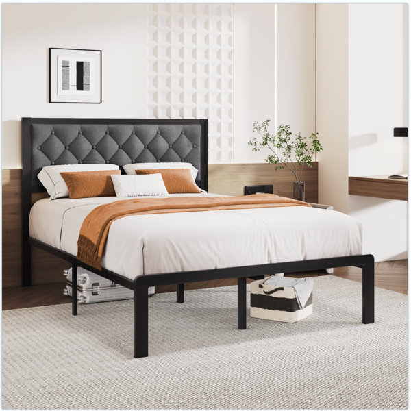 Ebern Designs Upholstered Metal Bed Frame - Wayfair Canada