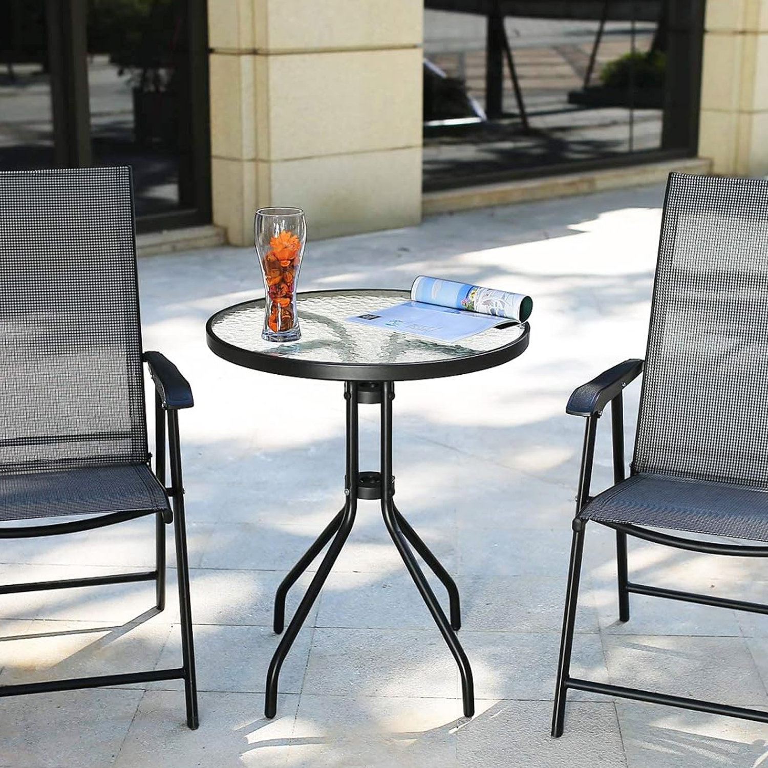 Red Barrel Studio 24" Outdoor Side Table Patio Metal Round Bistro ...