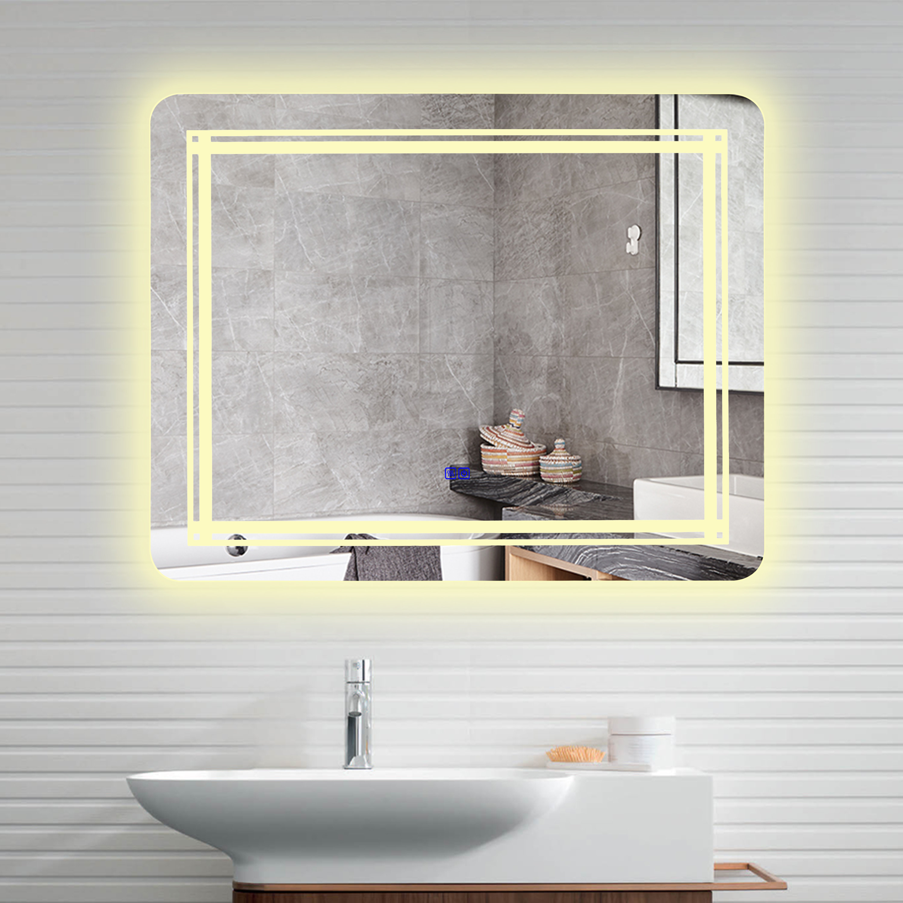 Brayden Studio® Wadermere Frameless Lighted Bathroom / Vanity Mirror ...
