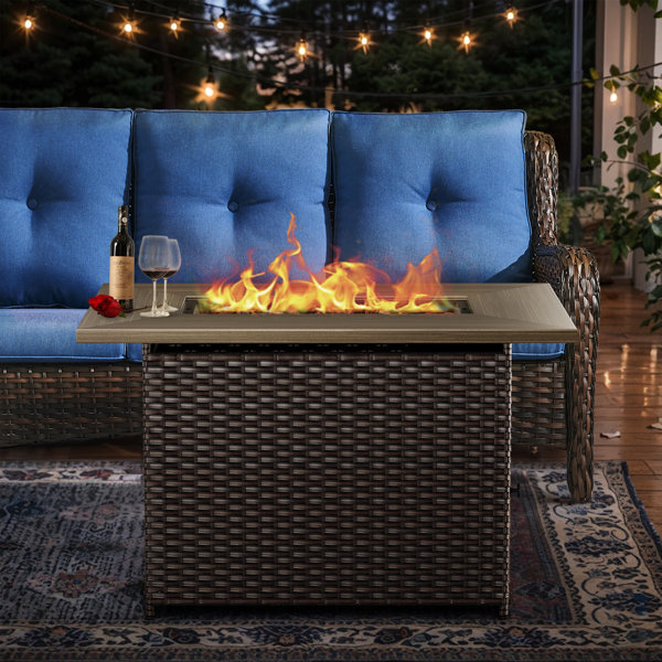 Red Barrel Studio® 41" Rectangular Outdoor Propane Gas Fire Pit Table ...