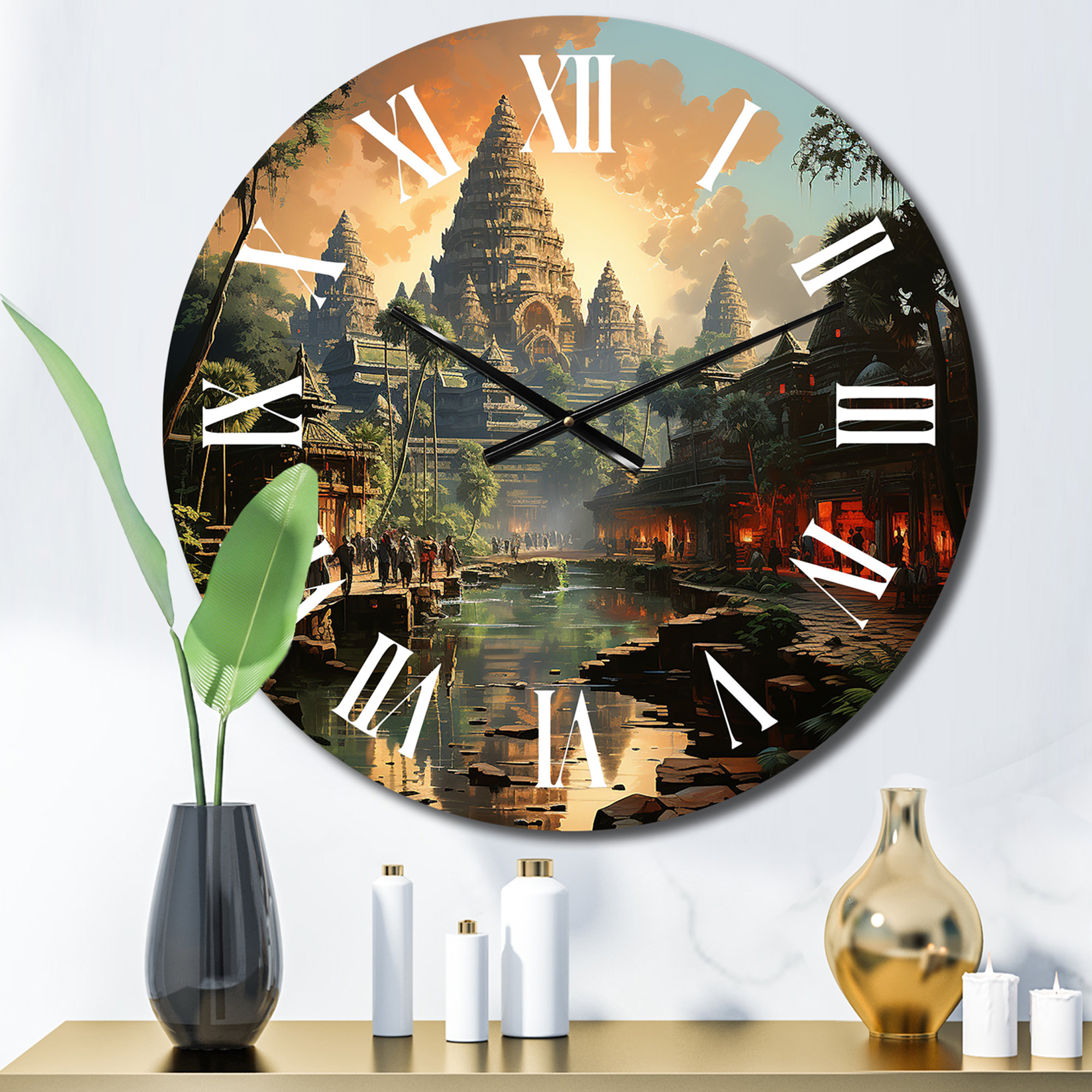 Design Art Asian Art Journey to Angkor VII Wall Clock | Wayfair
