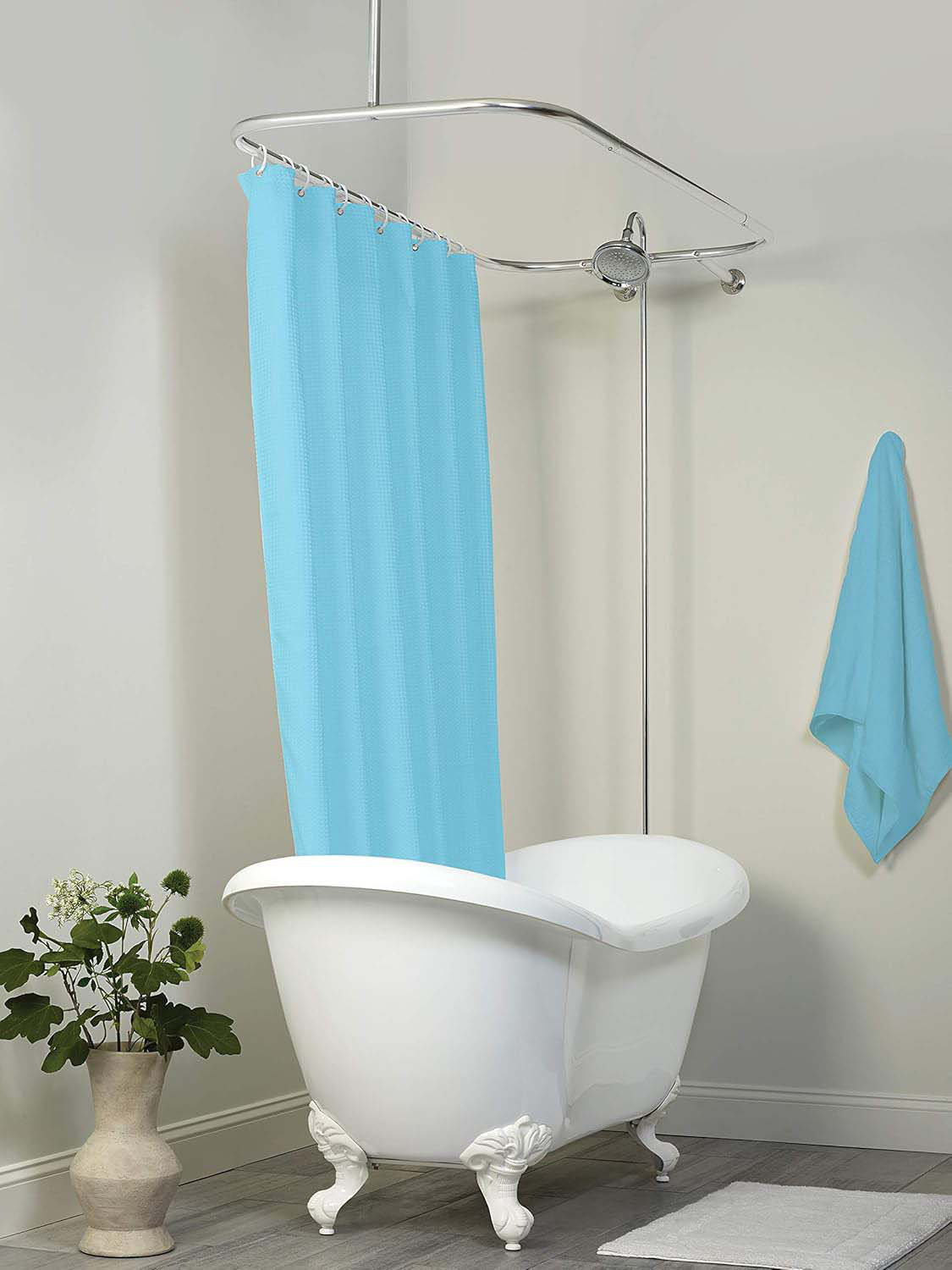 BEFIHO Hoop-Shaped Shower Curtain Rod For Clawfoot And Freestanding ...