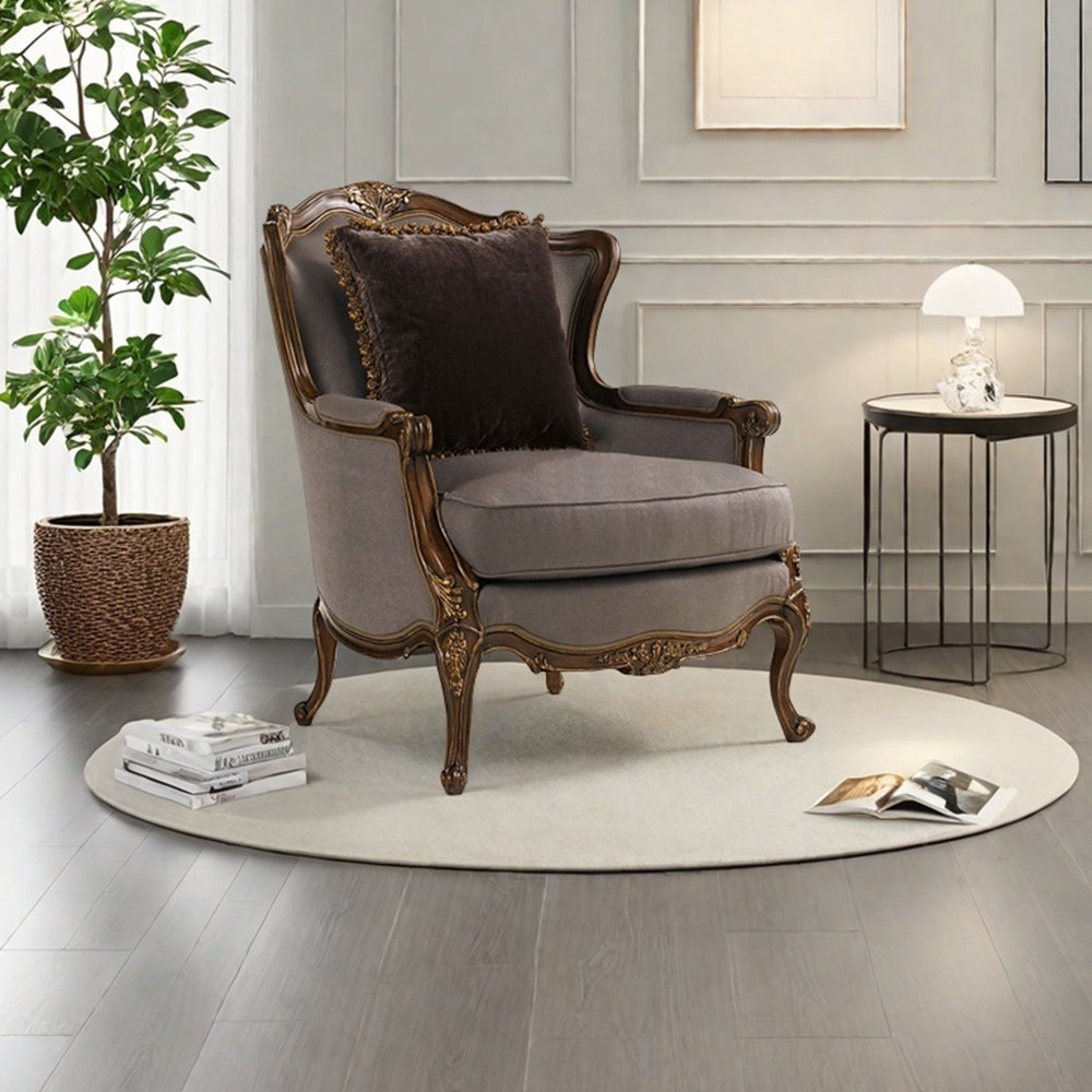 Hokku Designs Light luxury style cotton and linen lounge chair | Wayfair