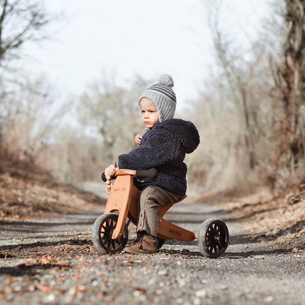 Kinderfeets Durable Wooden Tiny Tot 2 in 1 Balance Bike and Tricycle, Bamboo | Wayfair