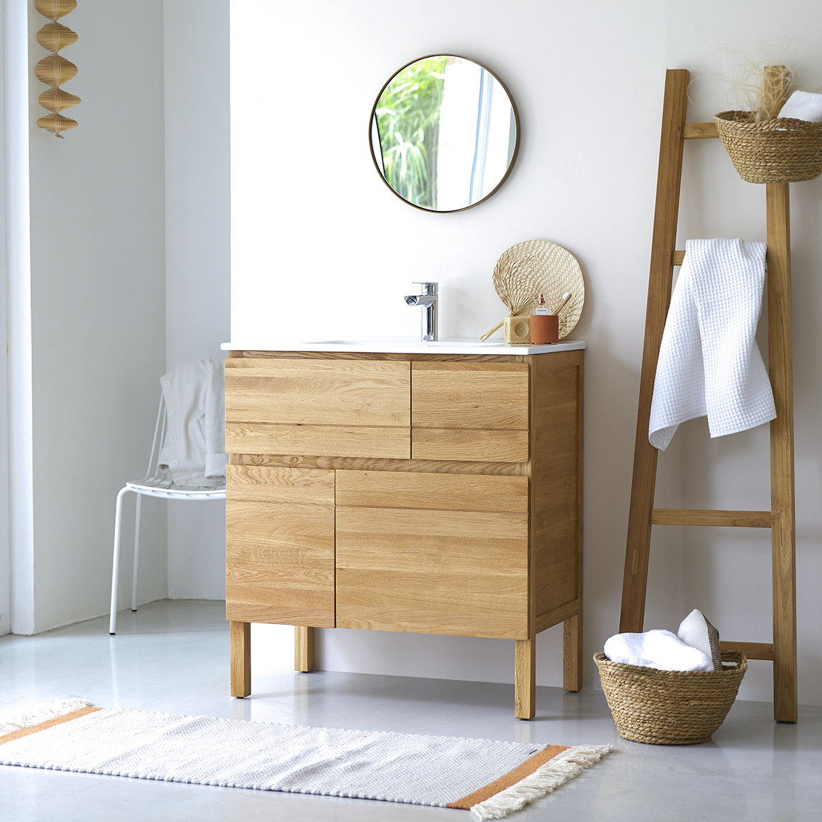 Tikamoon Easy Solid Oak 810mm Free-Standing Single Vanity Unit | Wayfair.ie