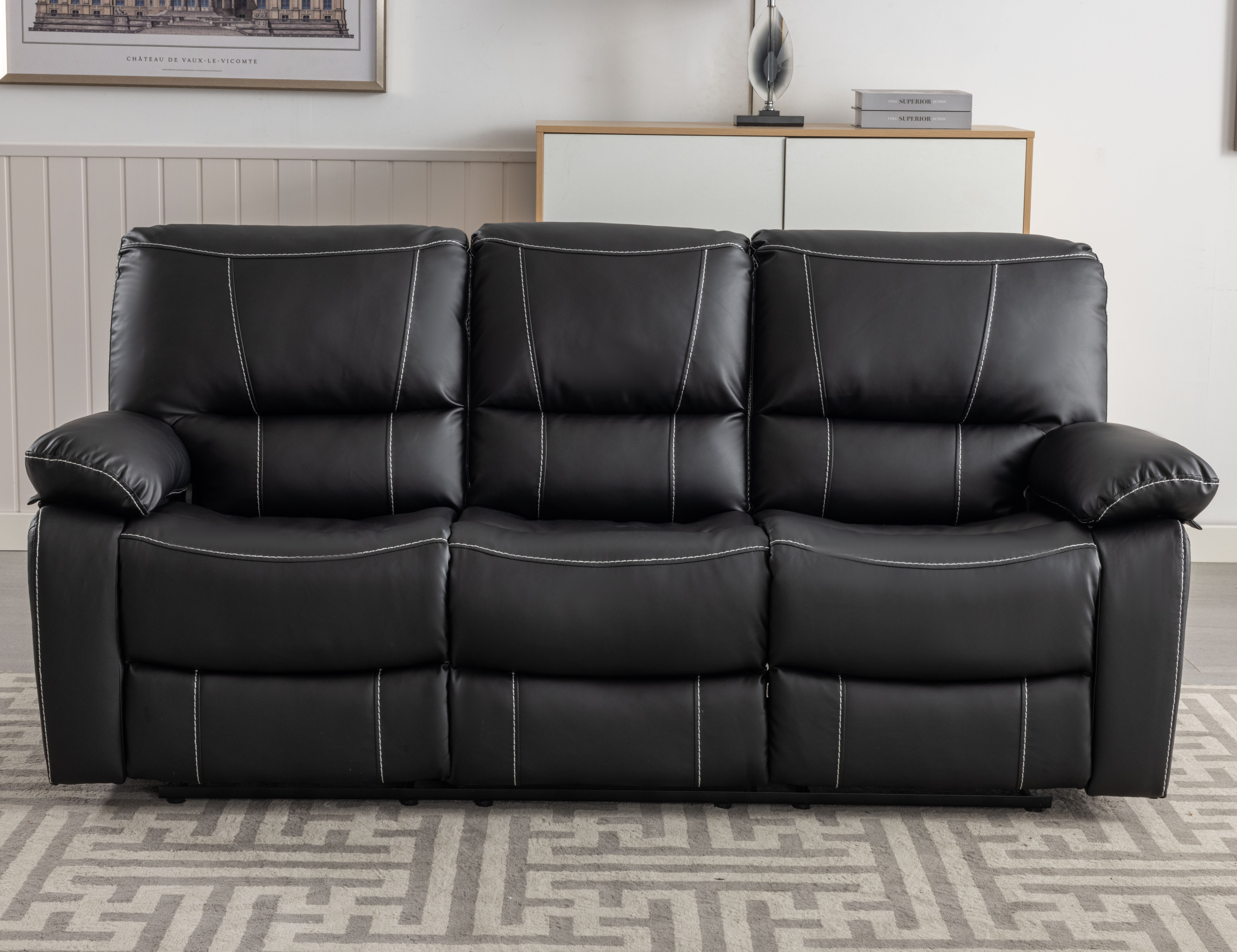 Winston Porter Nickki 81.5" Wide Faux Leather Manual Reclining Sofa, 3 ...