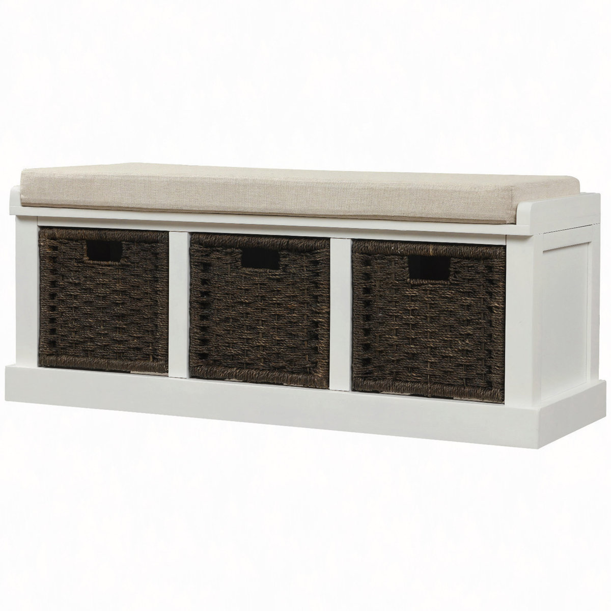 August Grove® Rustic Storage Bench With 3 Removable Classic Rattan ...