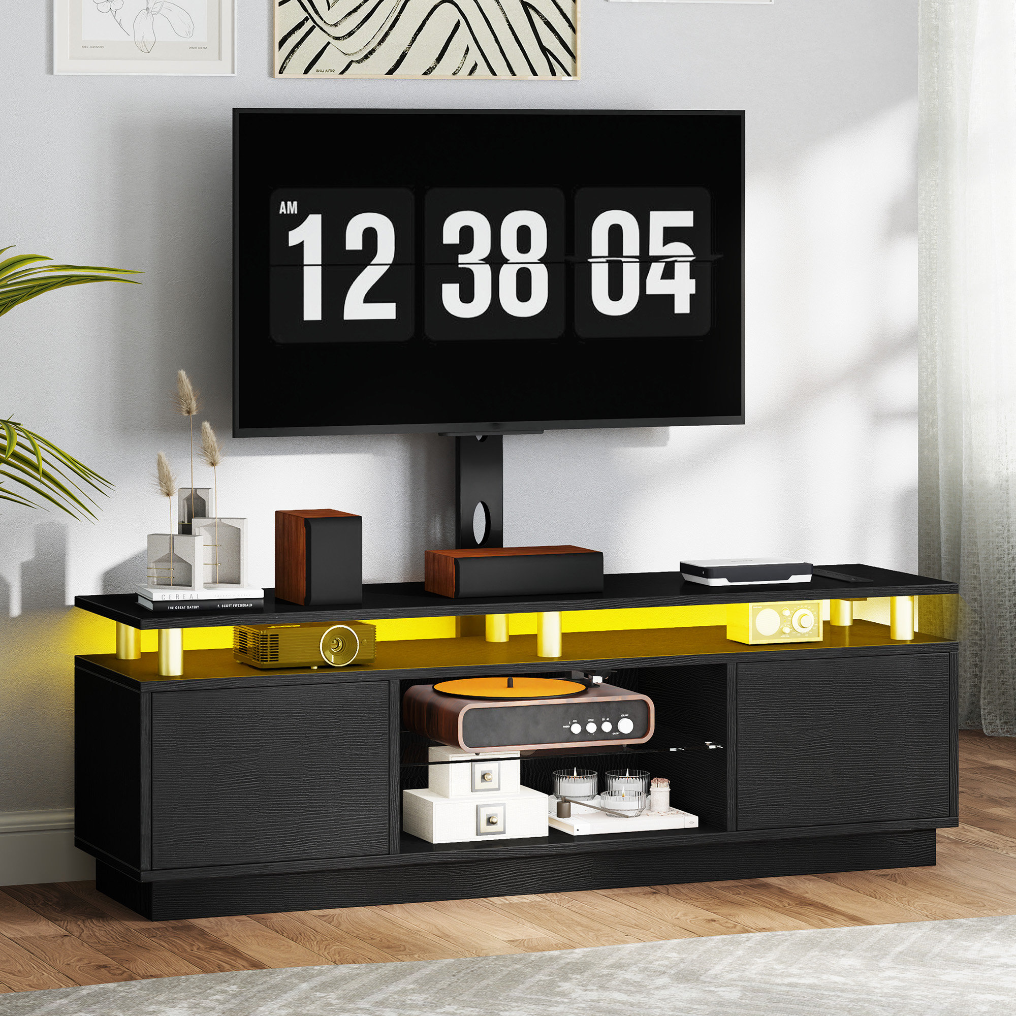 Wrought Studio™ LED Modern Entertainment Center TV Console Stand Mount ...