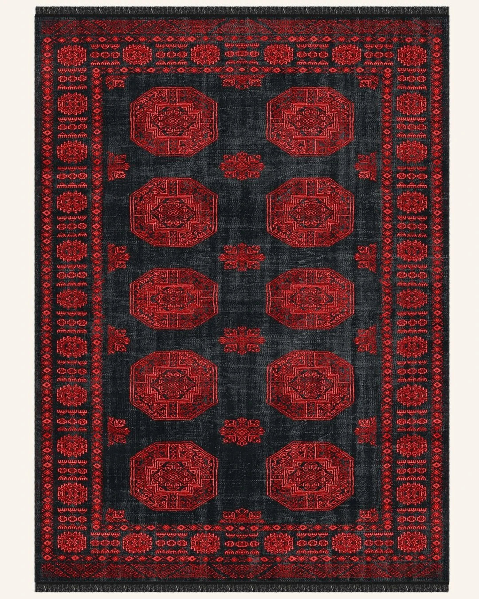 Bungalow Rose Timpanogos Moroccan Red Black Machine Woven Cotton ...