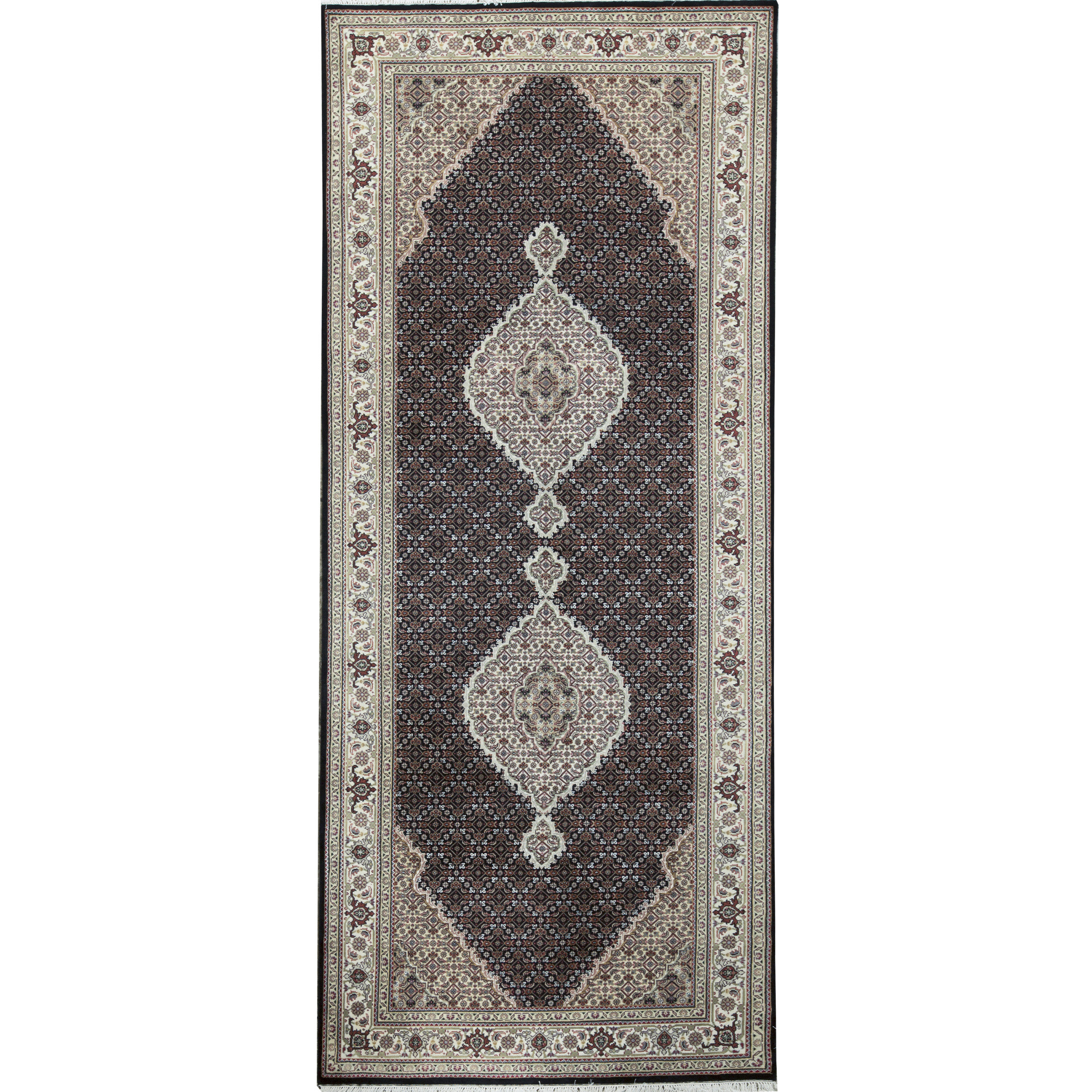 Bokara Rug Co., Inc. Hand-Knotted High-Quality Black and Ivory Runner ...