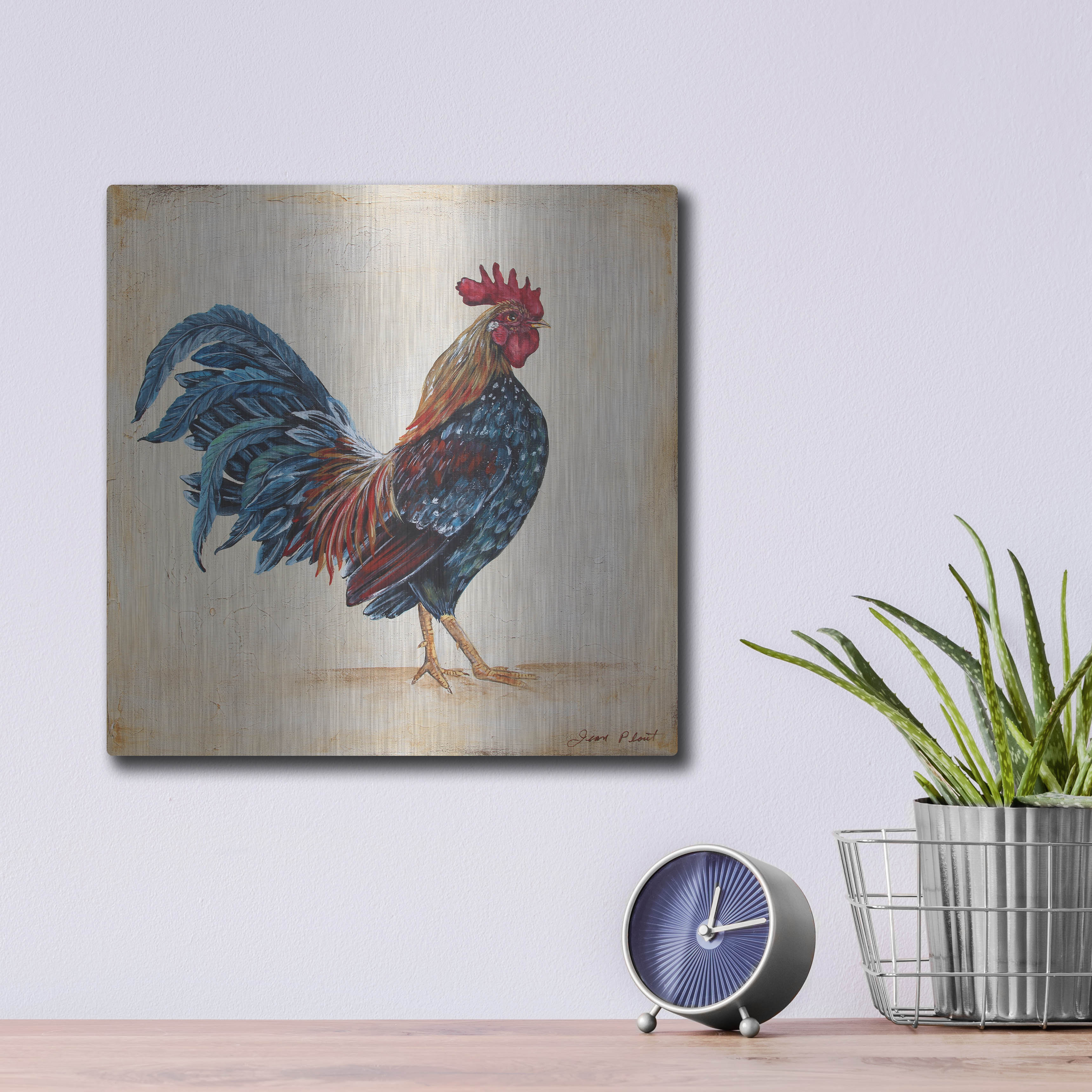 Gracie Oaks 'Rooster-c' by Jean Plout Metal Wall Art | Wayfair