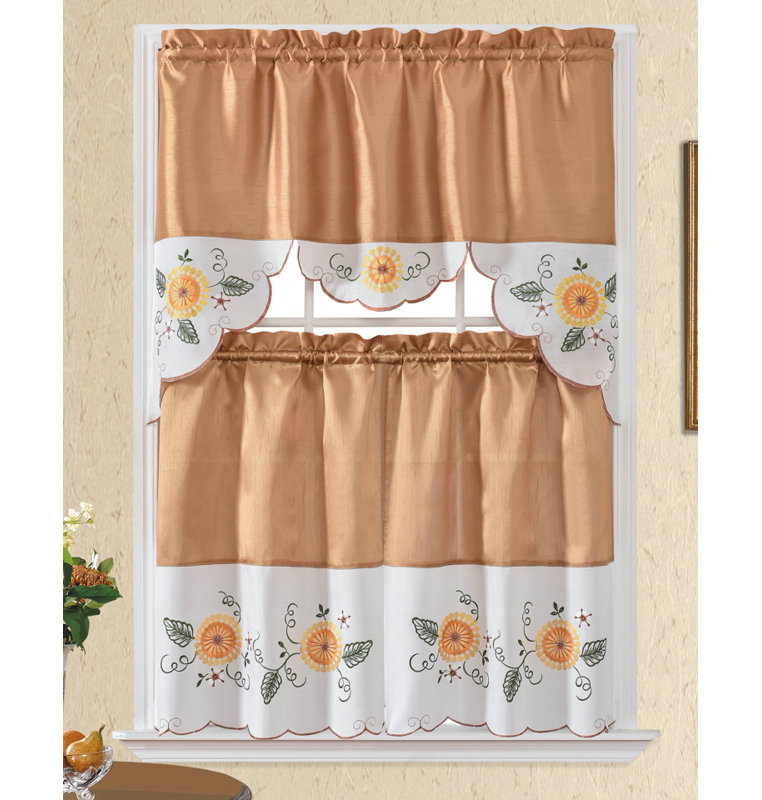 Winston Porter BT503-GOLD POLYESTER KITCHEN CURTAIN | Wayfair