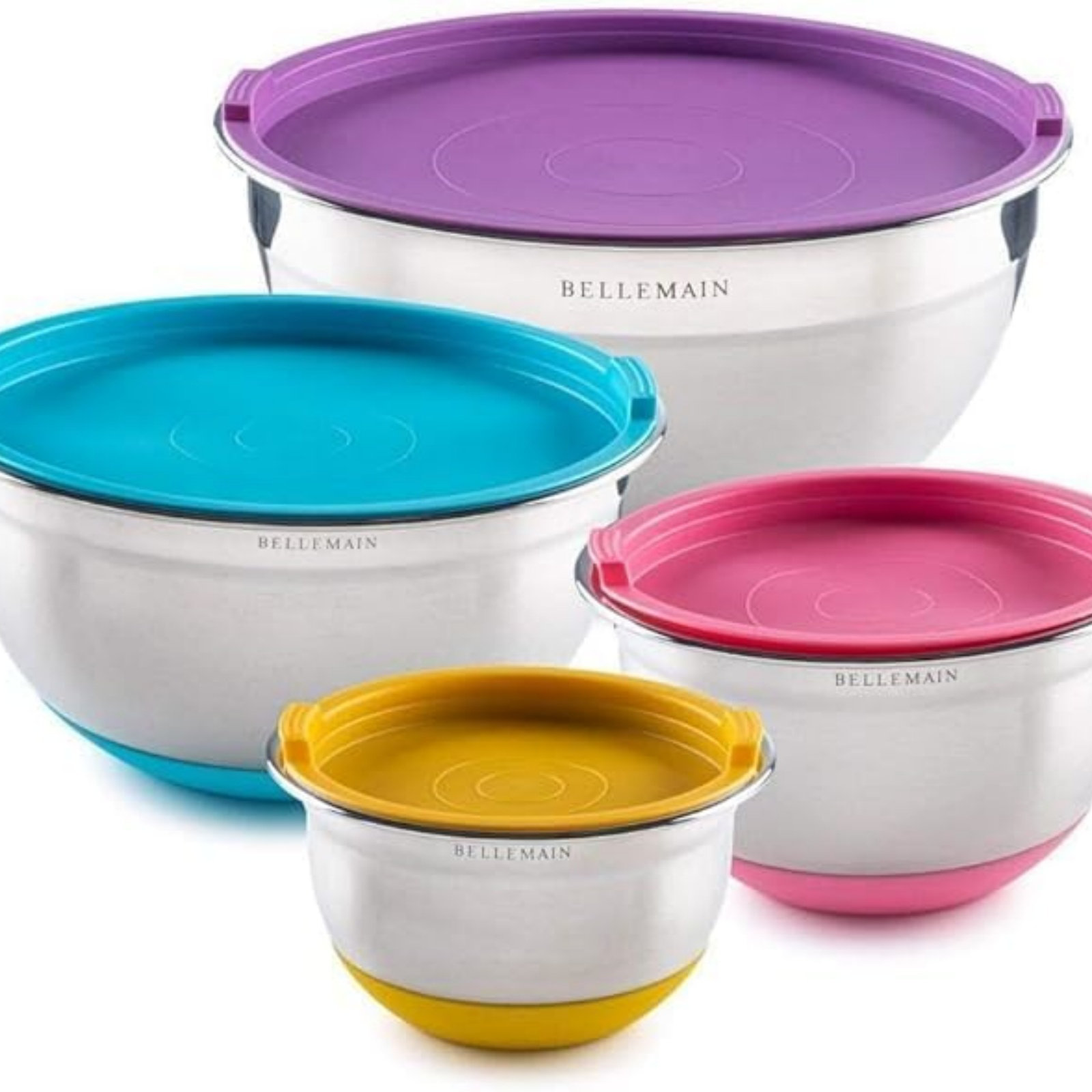 MODERN WALLS LLC Stainless Steel Non-Slip Mixing Bowls With Lids (4 ...