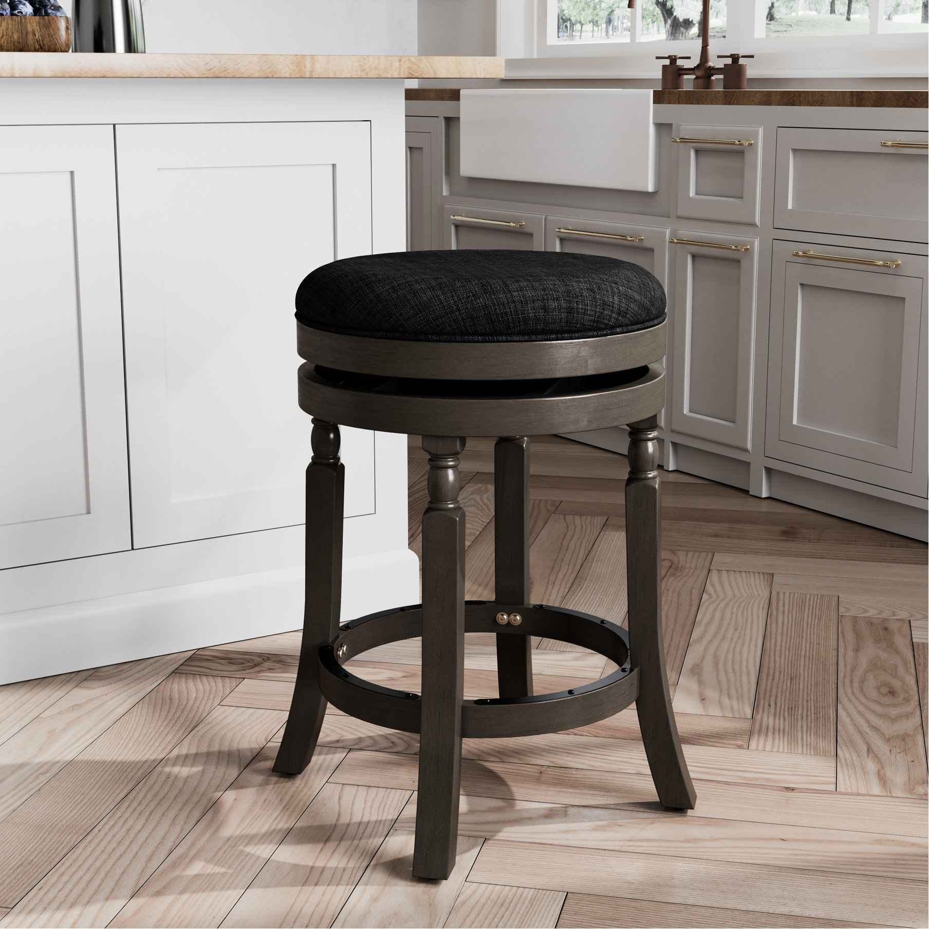 Latitude Run® 24" Counter Stool, Weathered Grey Finish - Charcoal ...