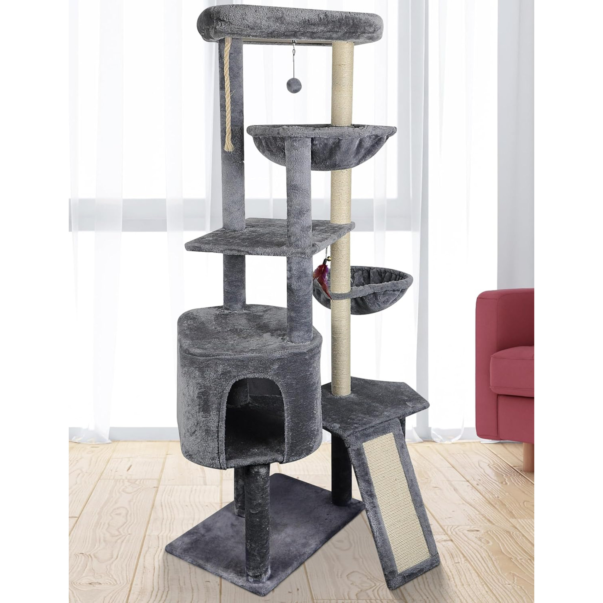 Tucker Murphy Pet™ Four Layer Big Cat Tree With Huge Cat Condo And Two ...
