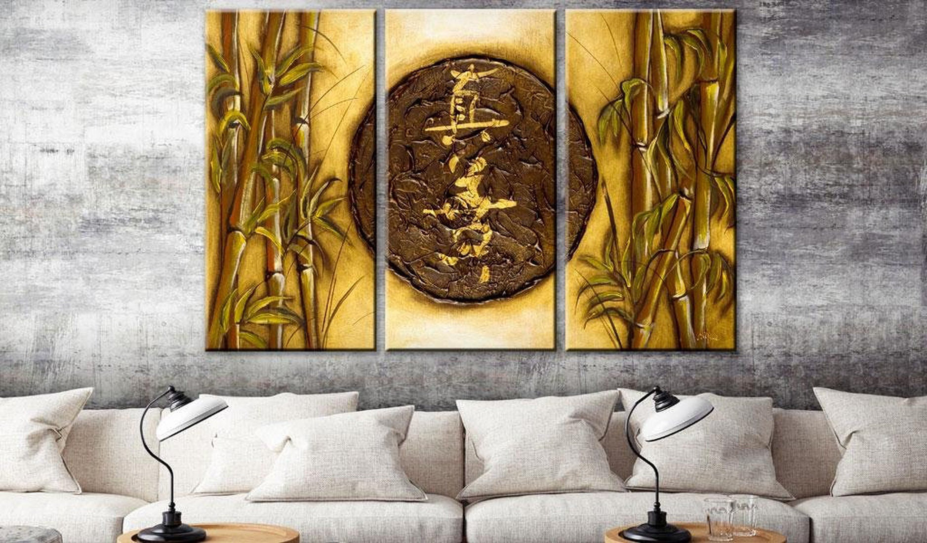 Bayou Breeze Oriental Symbol - 3 Piece Wrapped Canvas Painting | Wayfair