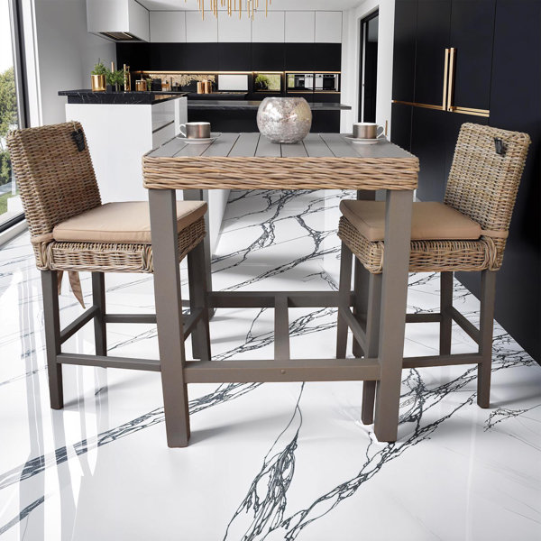 17 Stories Aliyaha 2 - Person Bar Table + 2 Stools Dining Set | Wayfair ...