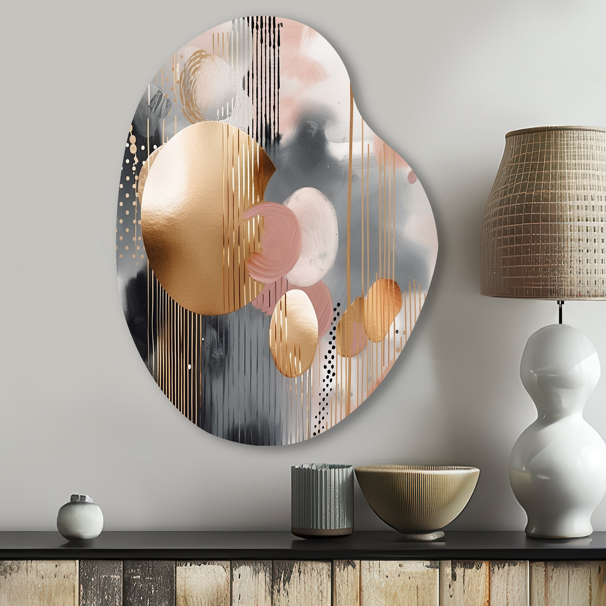 Design Art Soft Colors Shapes And Lines Marble I - Asymmetrical ...