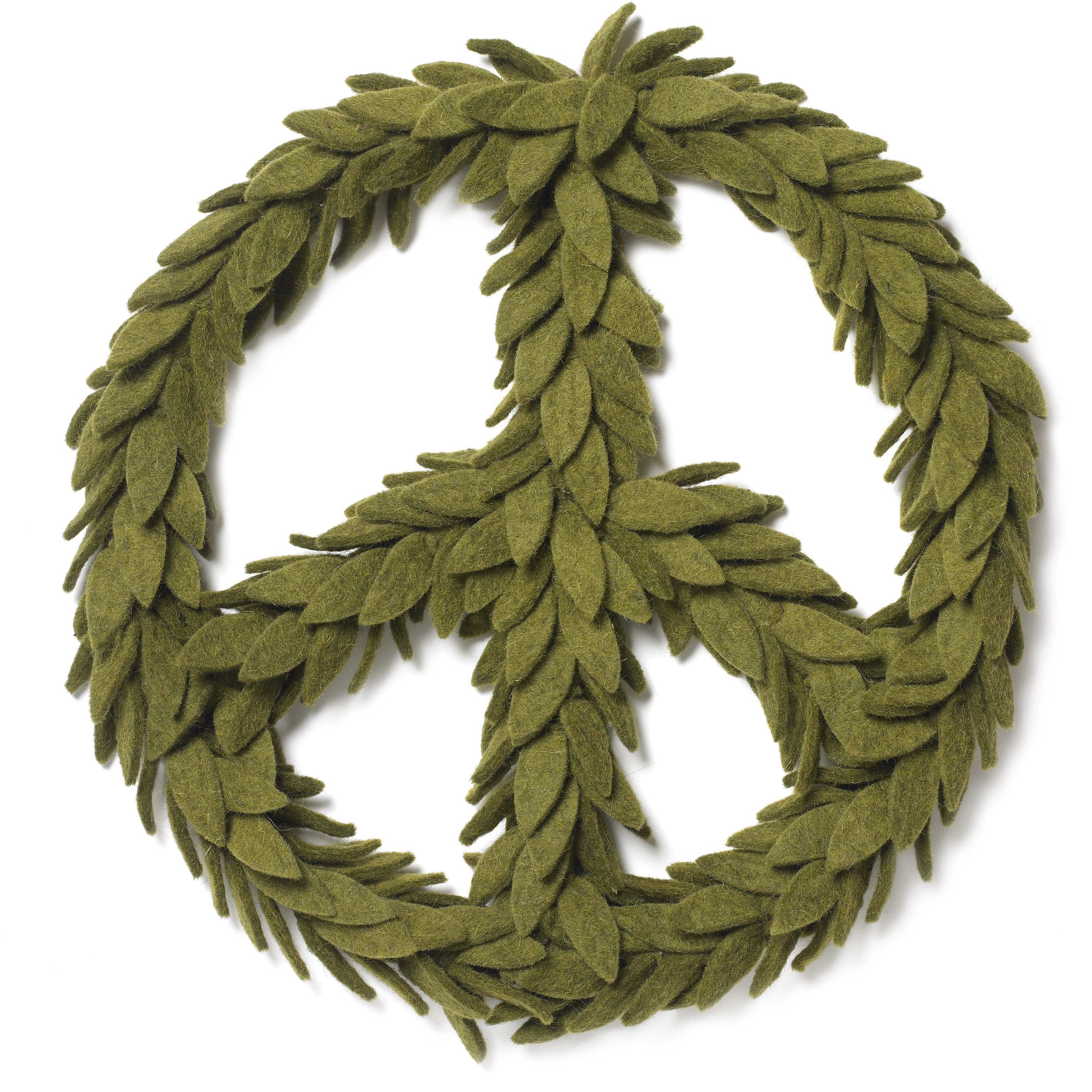 August Grove Handmade Hand Felted Wool Wreath - Peace Symbol - 14 ...