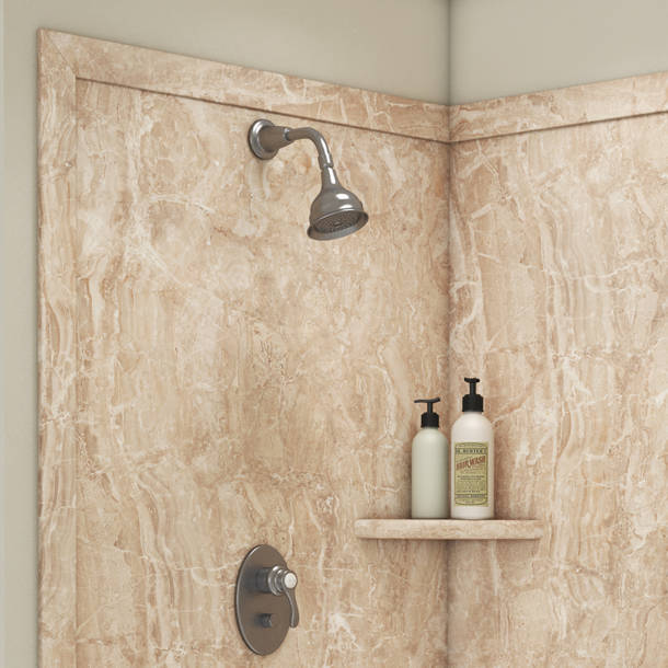 FlexStone Splendor 40"W x 40"D x 80"H Corner Shower Surround & Reviews ...