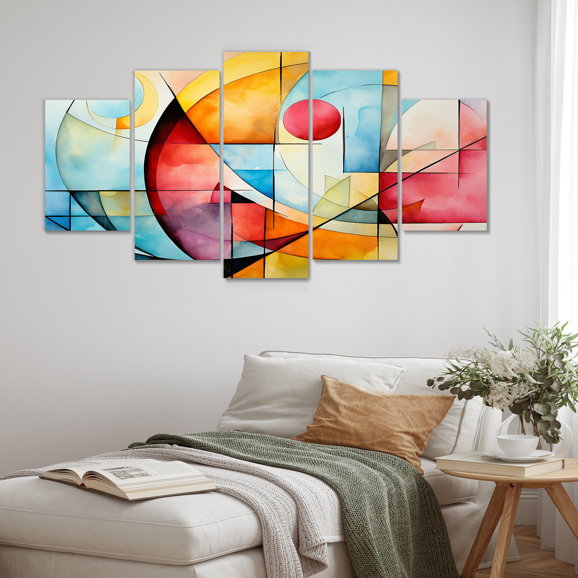 Ivy Bronx Cubic Soft Colors Tiles II - Abstract Geometric Multipanel ...