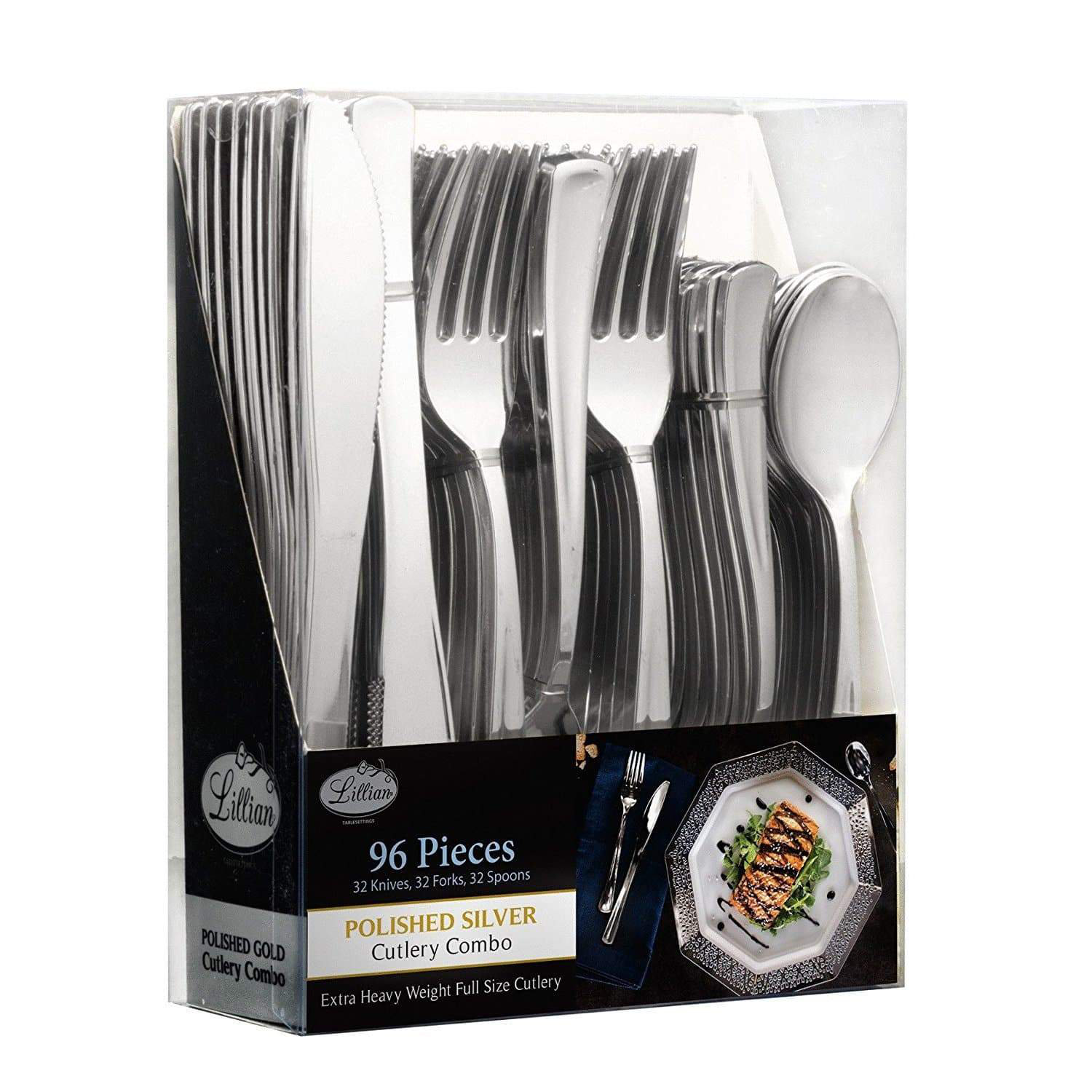 Nicole Fantini Extra Heavyweight Disposable Plastic Flatware Combo Set ...