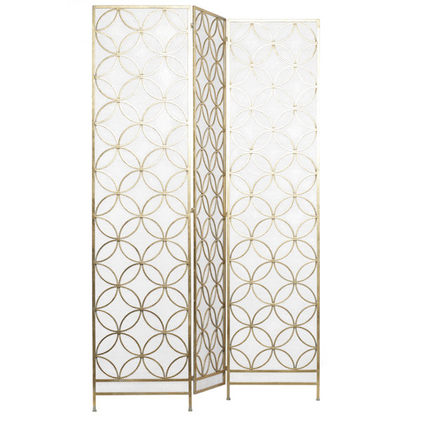 Ophelia & Co. Ezell Metal Hinged Foldable Partition 3 Panel Geometric ...