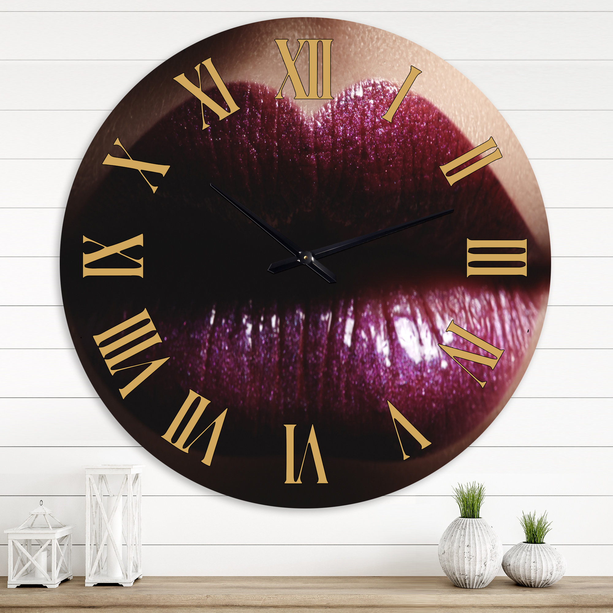 East Urban Home Close-Up Of Female Plump Lips With Glitter - Modern ...