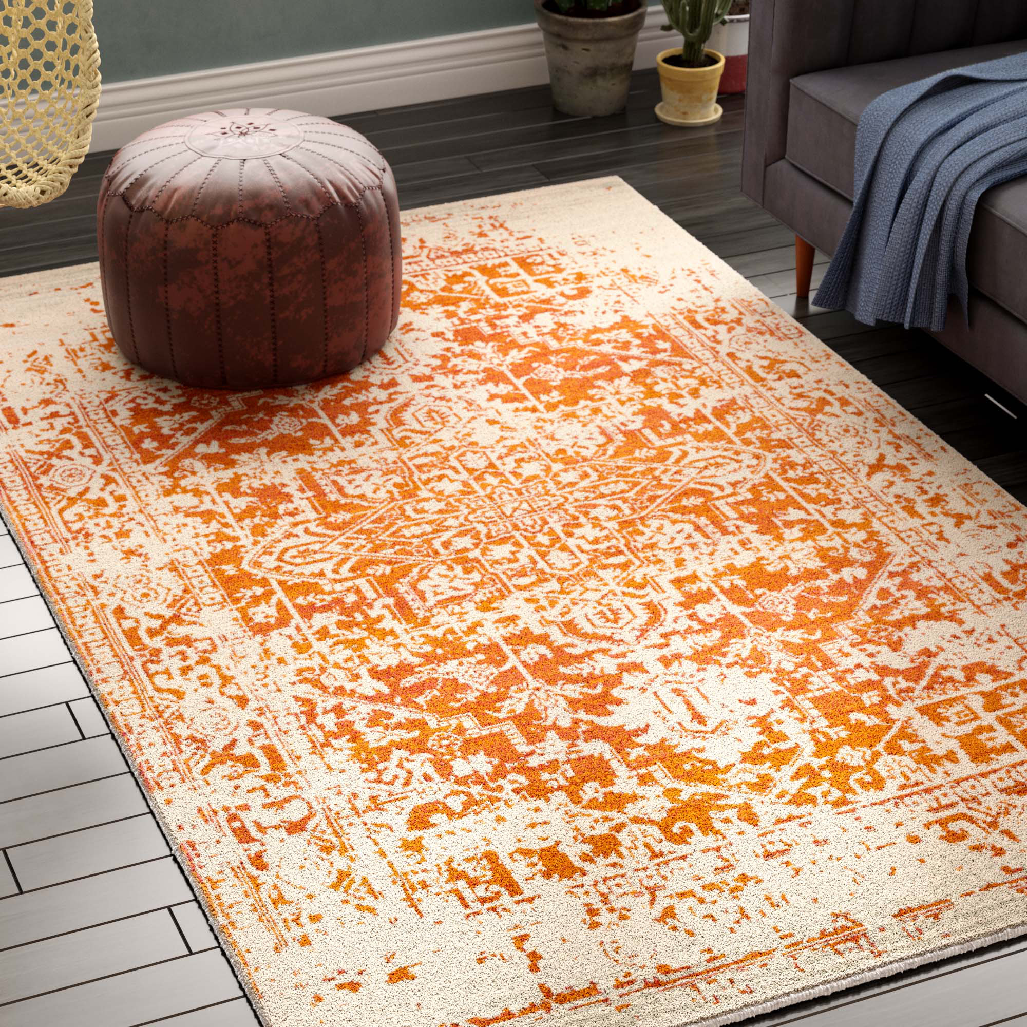 Mistana™ Hillsby Oriental Orange/Beige Area Rug & Reviews | Wayfair