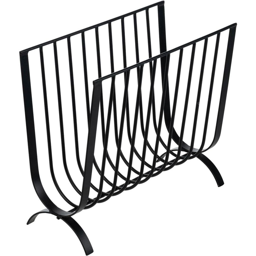 Latitude Run® Matte Black Metal Magazine Rack, Deluxe Mid Century Wire ...