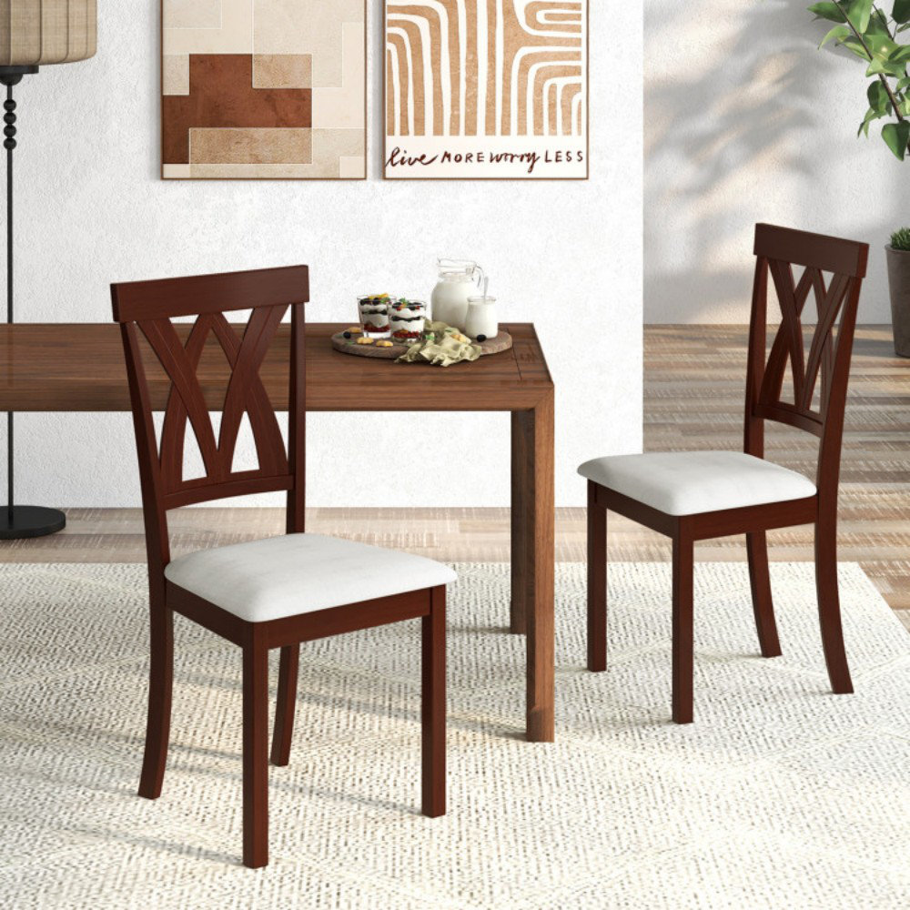 Red Barrel Studio Set of 2 Wood Kitchen Chairs with Faux Leather ...