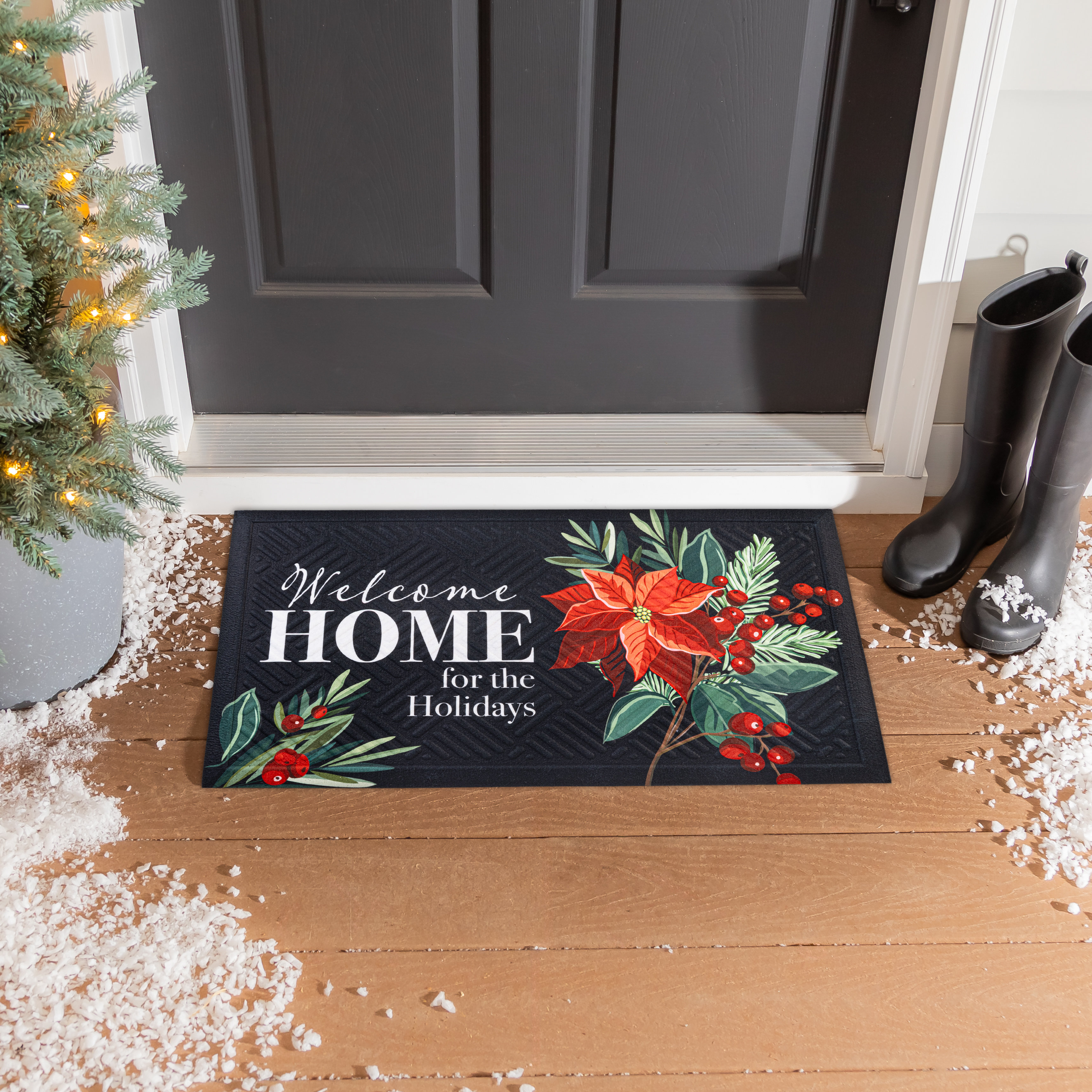 The Holiday Aisle® Welcome Home For The Holidays Embossed Mat | Wayfair