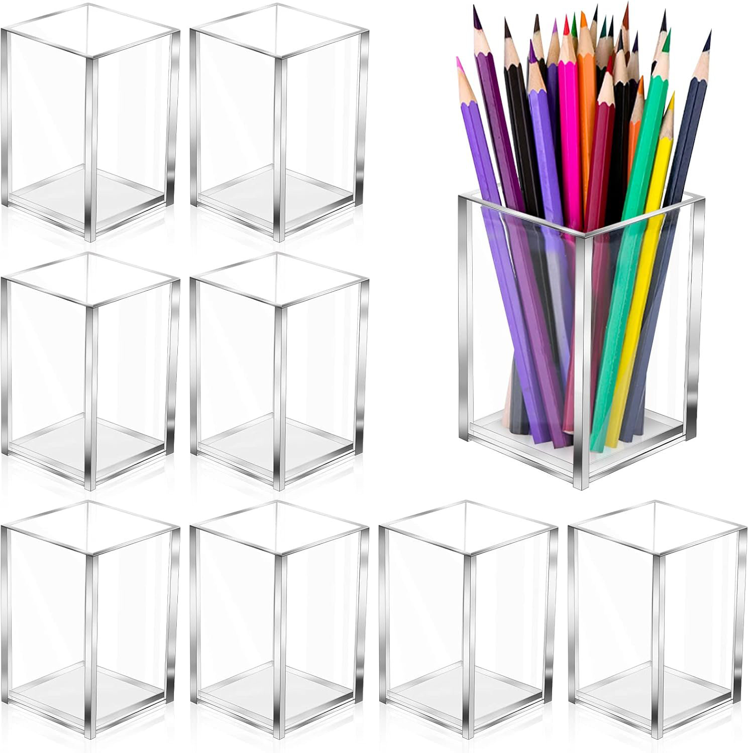 Inbox Zero 10 Pack Clear Acrylic Pen Holder Makeup Brush Holder Desktop ...
