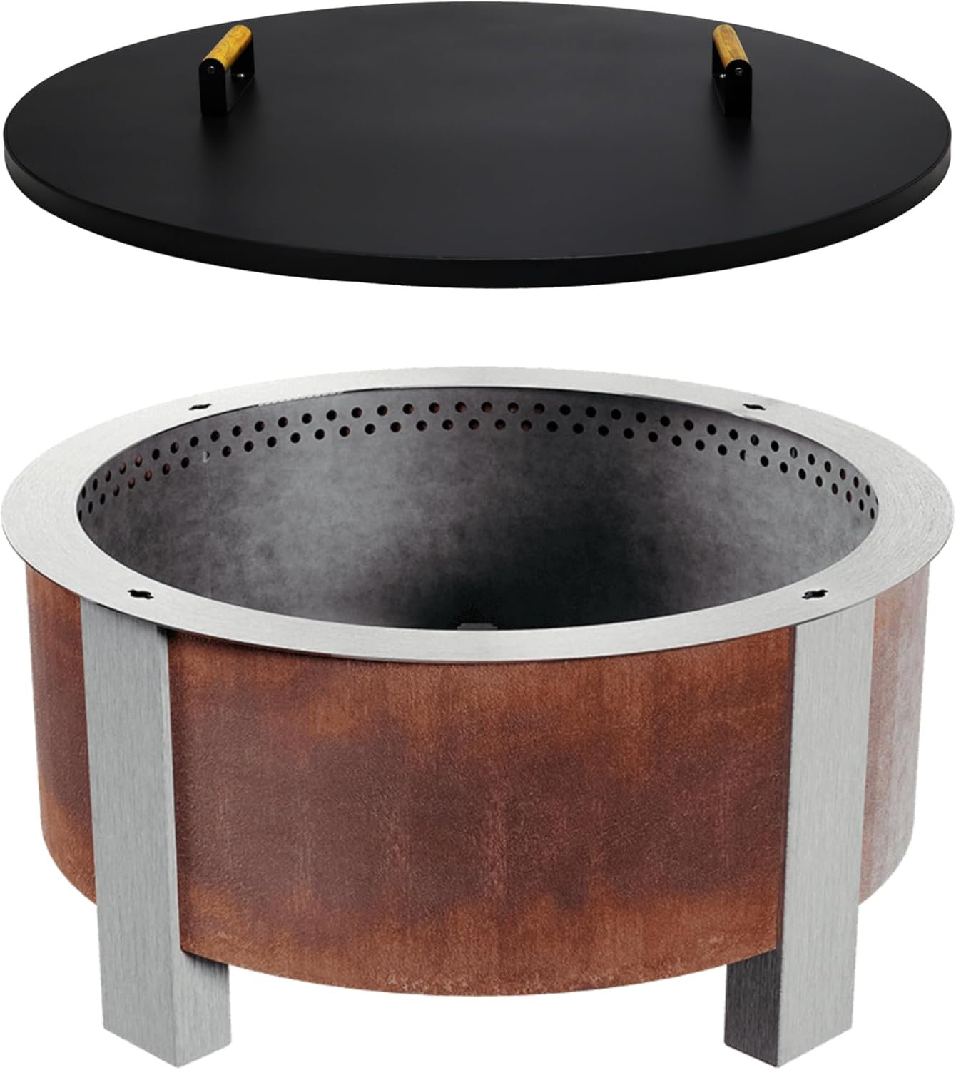 Febtech Fire Pit Cover Round 35" - Recommended For 34.5 Inch Smokeless ...