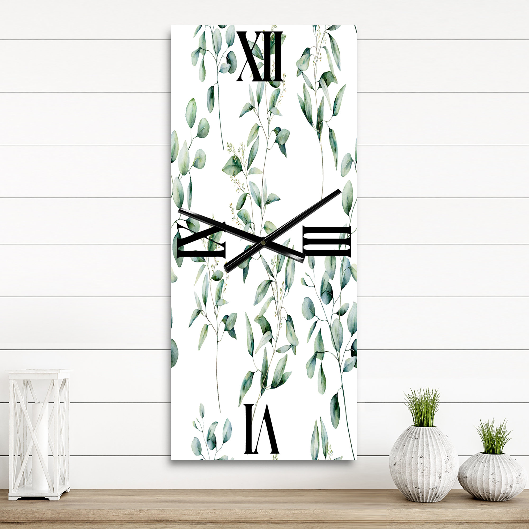 East Urban Home Eucalyptus Branches IV Wall Clock | Wayfair