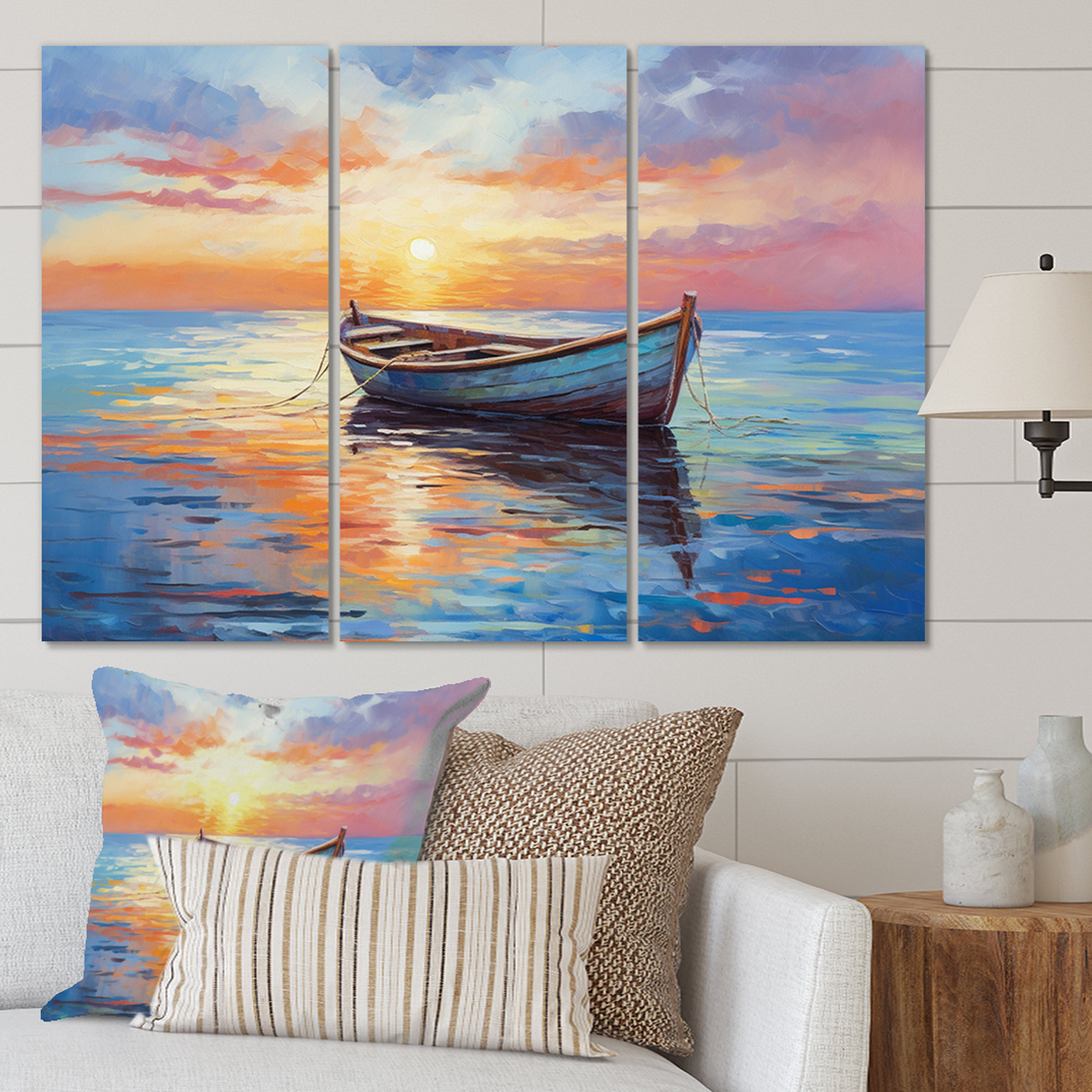 Breakwater Bay Boat Seascape Impression I - Transportation Wall Art ...