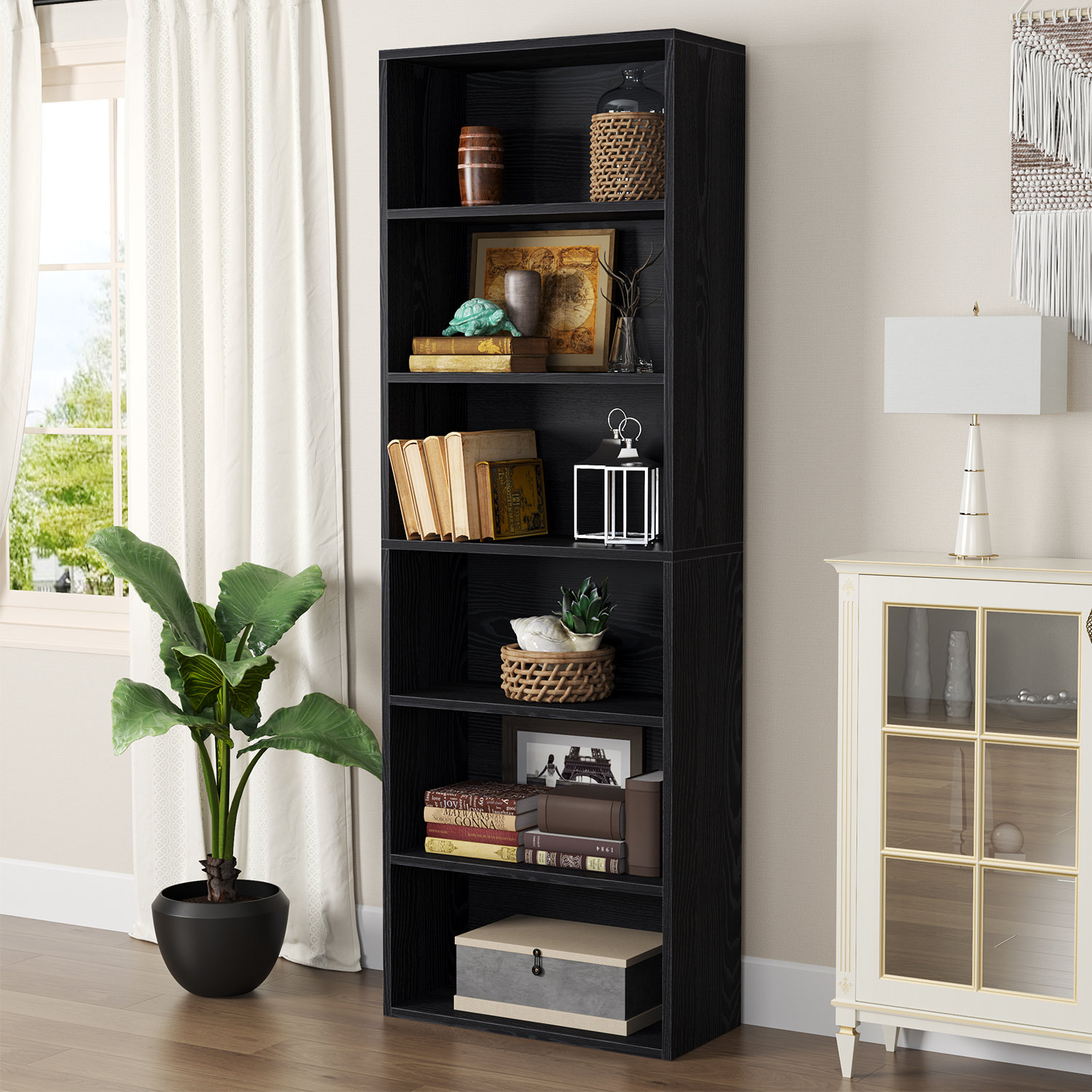 Ebern Designs Namiko Bookshelves and Bookcases Floor Standing 6 Tier ...