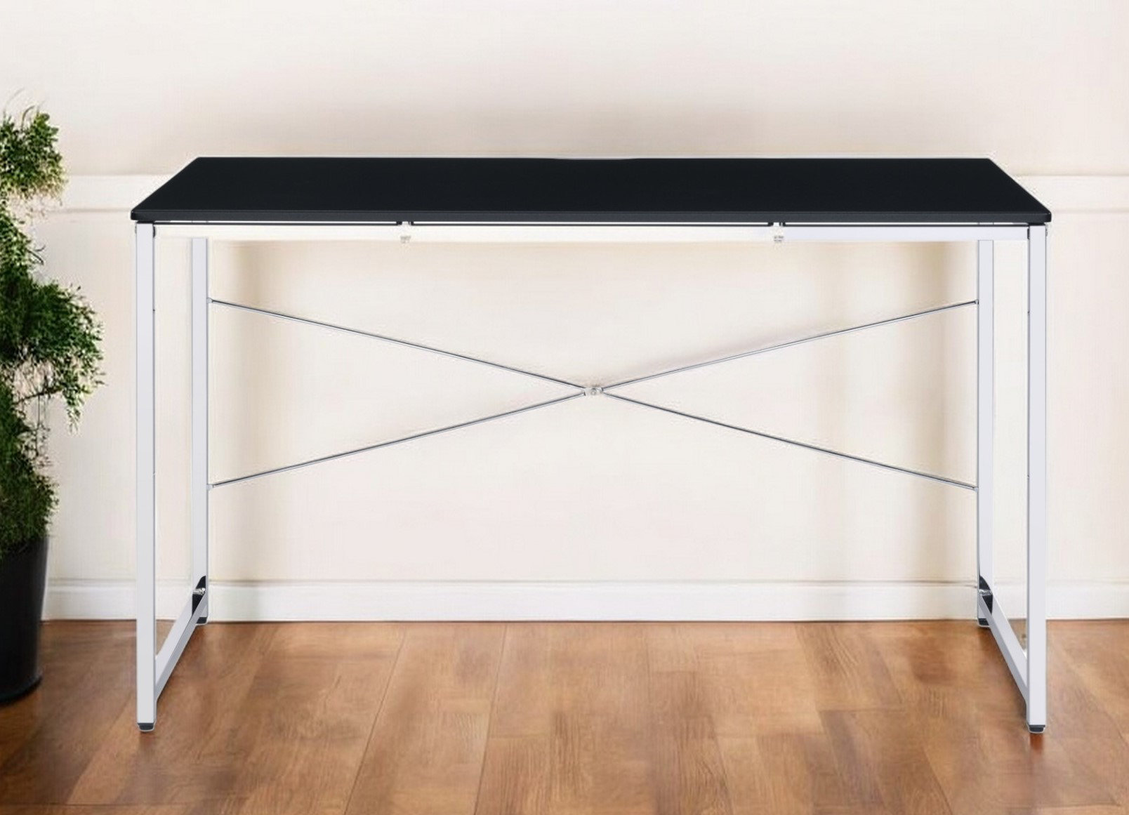 HomeRoots 47" Black and Silver Writing Desk | Wayfair