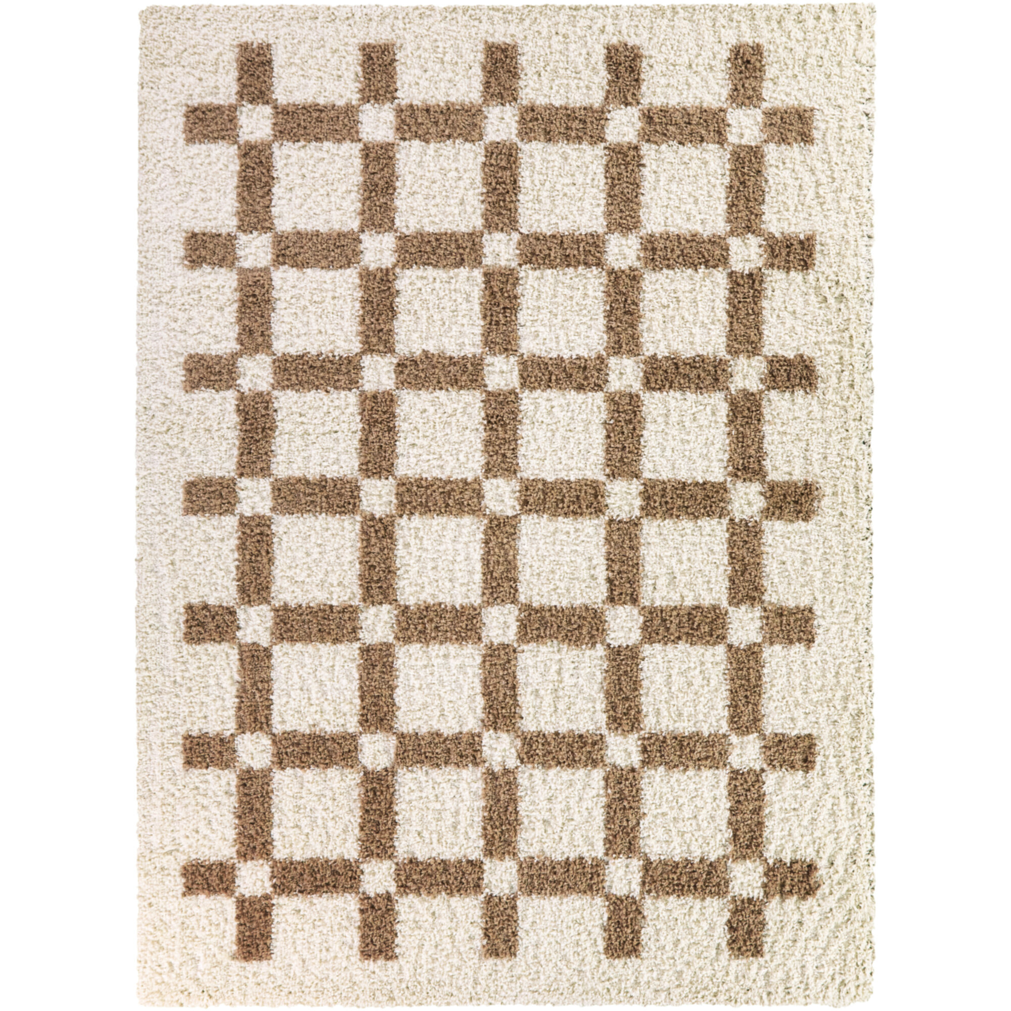 Ebern Designs Yingling Tan Trellis Shag Area Rug | Wayfair