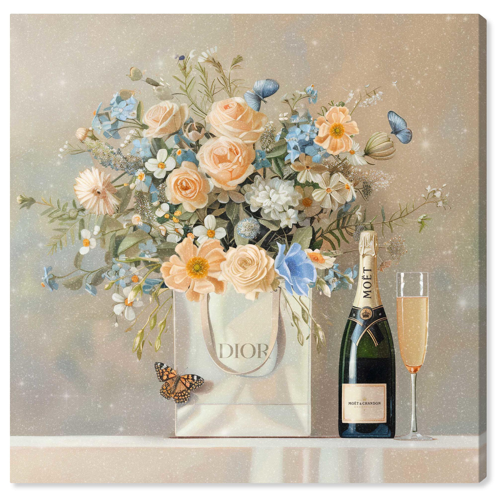 Red Barrel Studio® Shop Bag Floral Butterflies Canvas Fashion Art ...