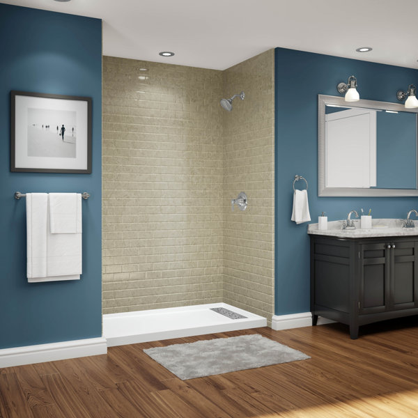 Avora Bath Subway Sandstone Acrylic Alcove Shower System 60"W x 30"D ...