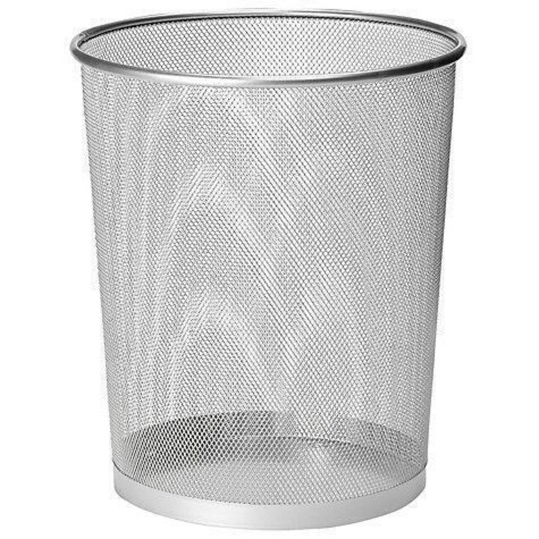 Rebrilliant Bensonhurst Silver Round Metal Mesh Open Waste Paper Bin ...