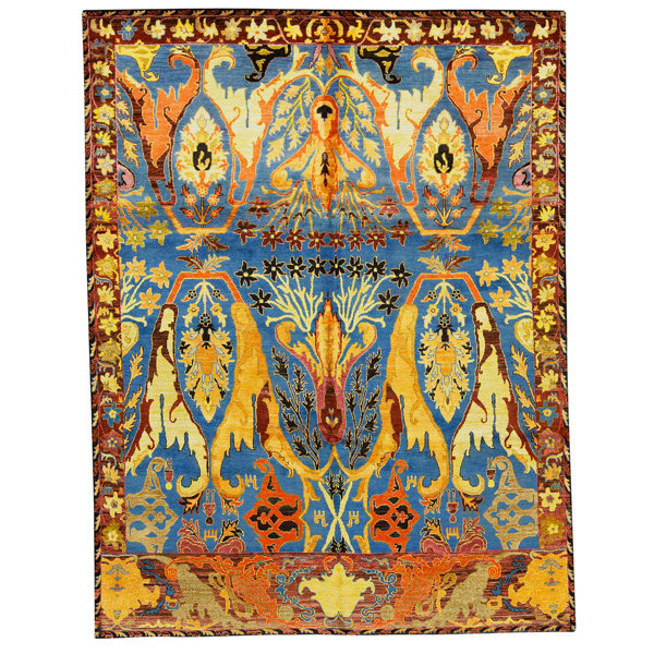 Bokara Rug Co., Inc. One-of-a-Kind 7'7" X 9'10" Area Rug in Orange/Blue ...