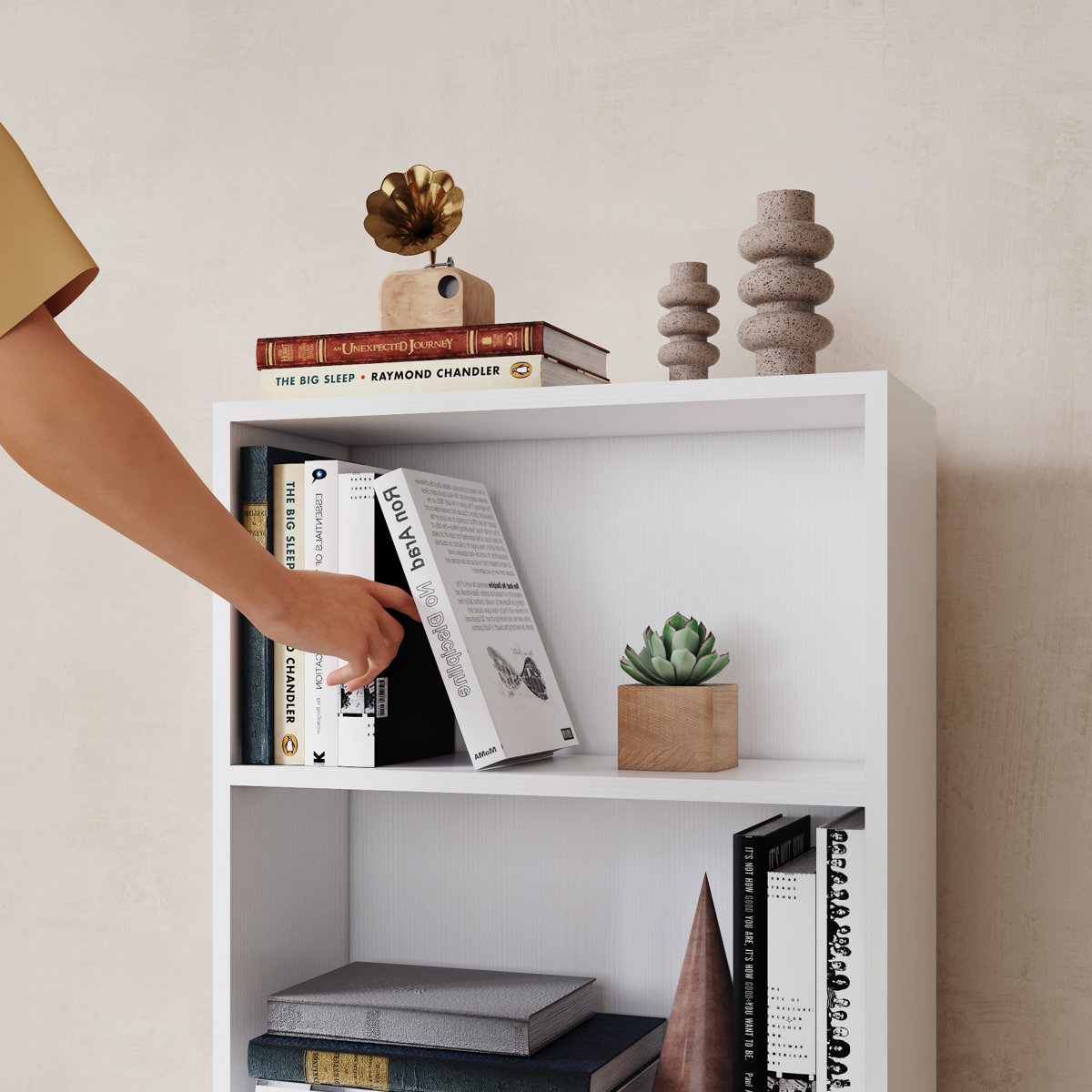 Ebern Designs Bookcase, 4-Tier Adjustable Open Storage Shelf Display ...