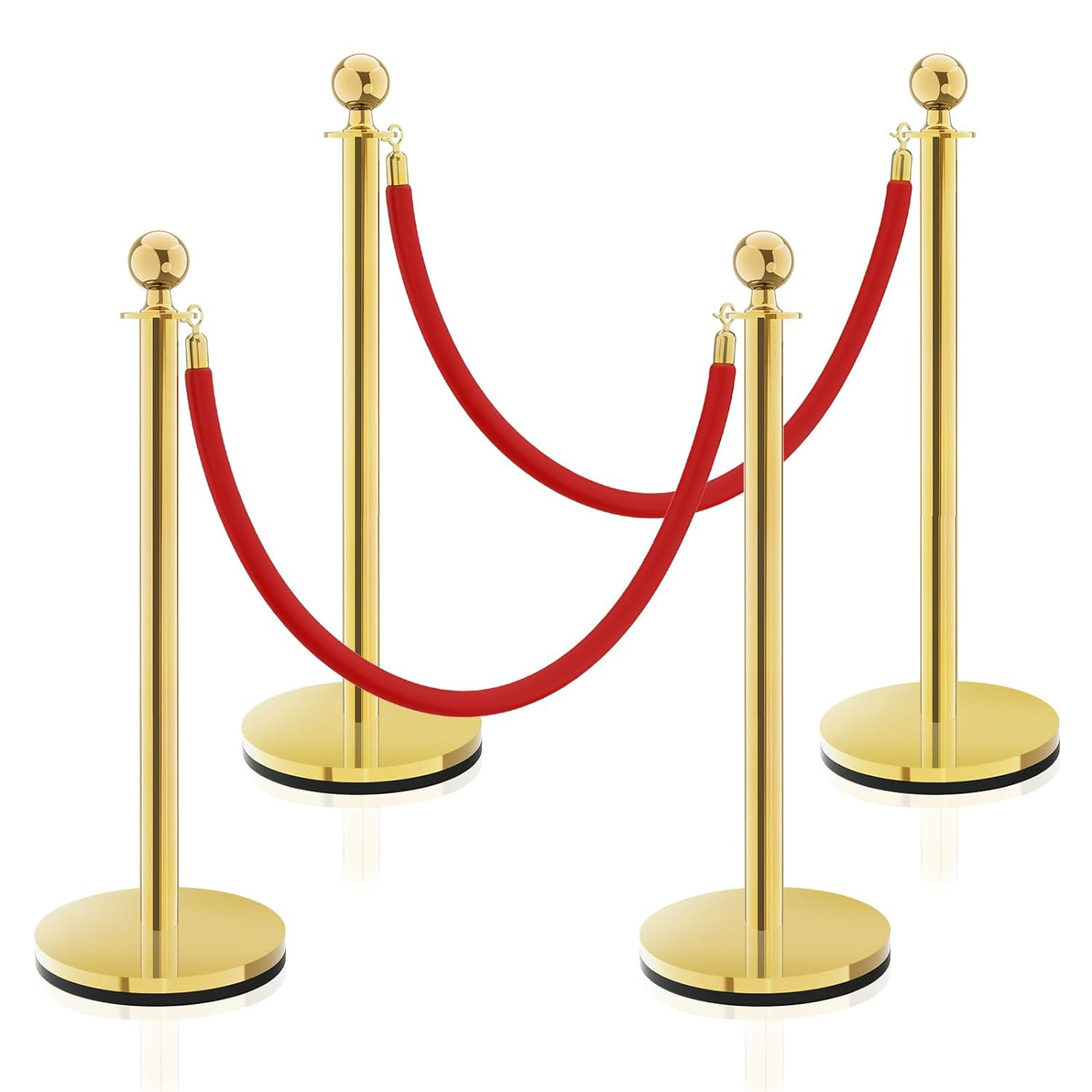 SHAREWIN Gold Stainless Steel Stanchions Rope - Crowd Control Barriers ...