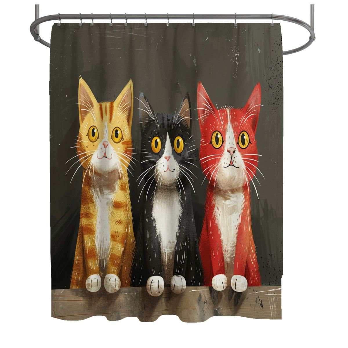 VisionDecor 12122_Three cats Shower Curtain - Pet Bathroom Decor | Wayfair