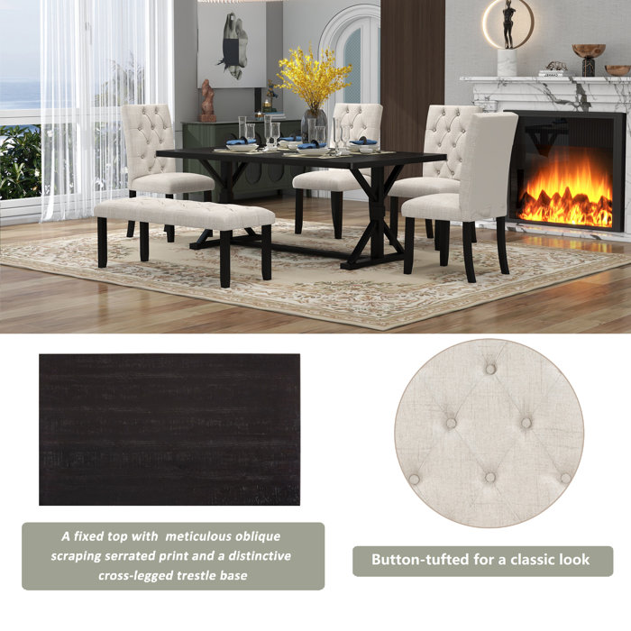Winston Porter Invaldi 6 - Piece Trestle Dining Set & Reviews | Wayfair