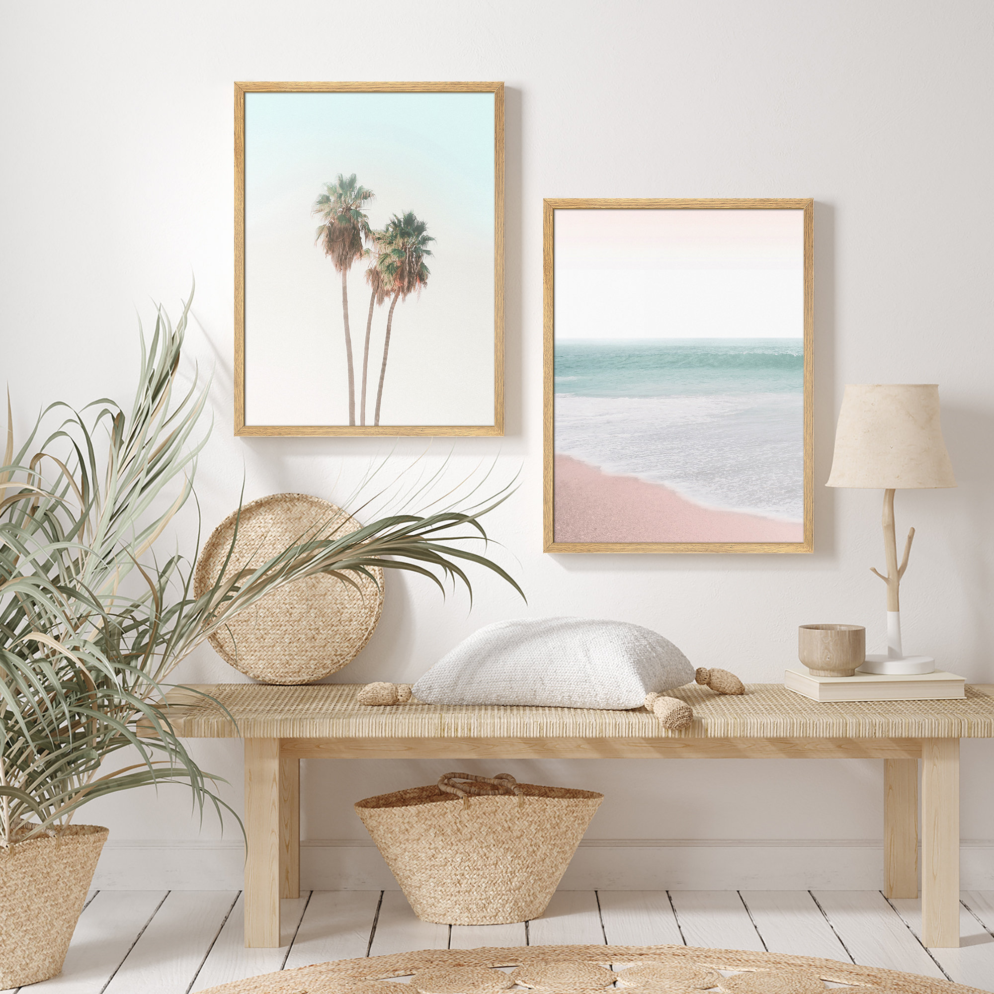 SIGNLEADER Palm Tree Tropical Beach Modern Coastal Artwork Framed ...